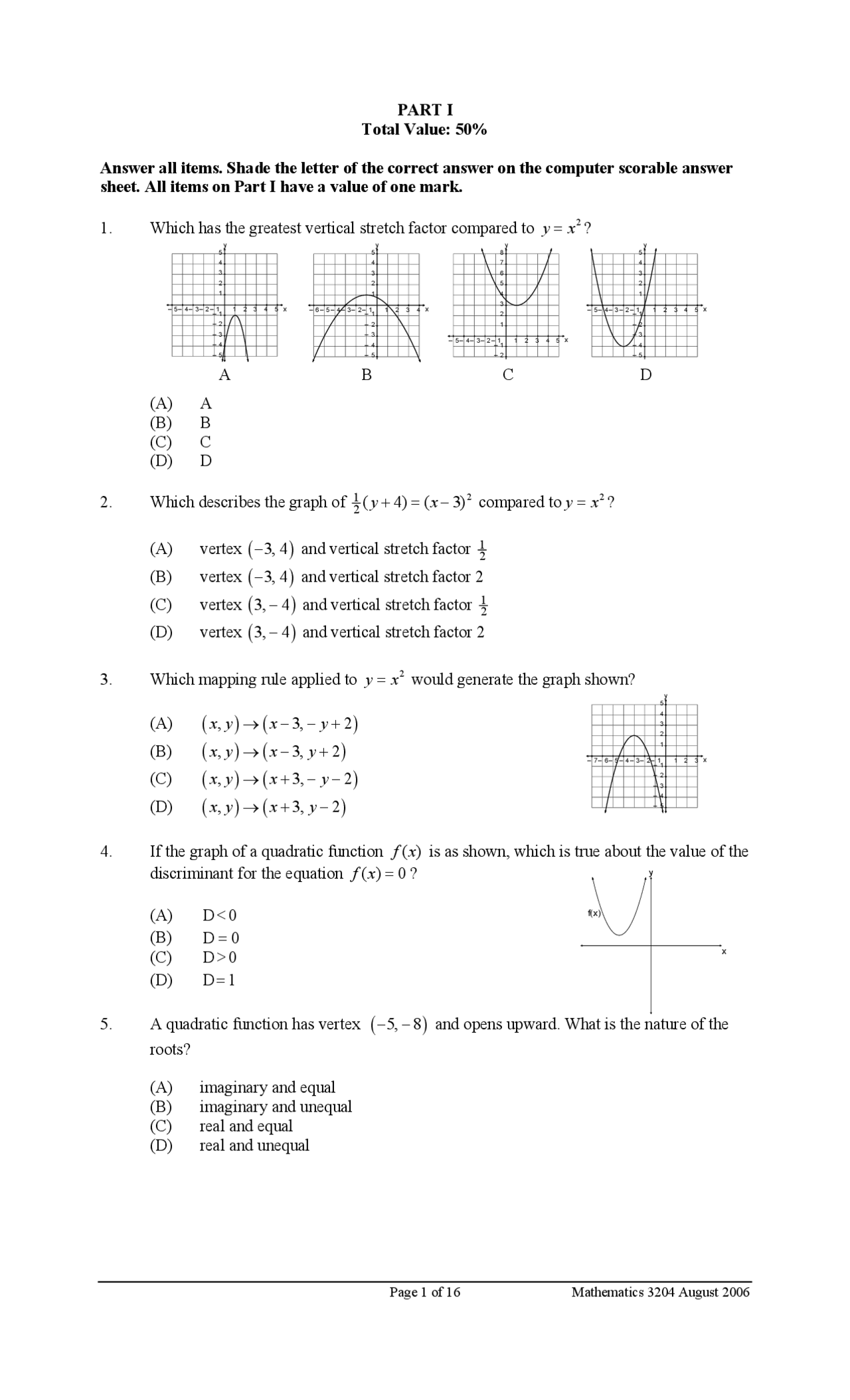 Computer Scorable - Mathematics Public Examination Standards - Exam ...
