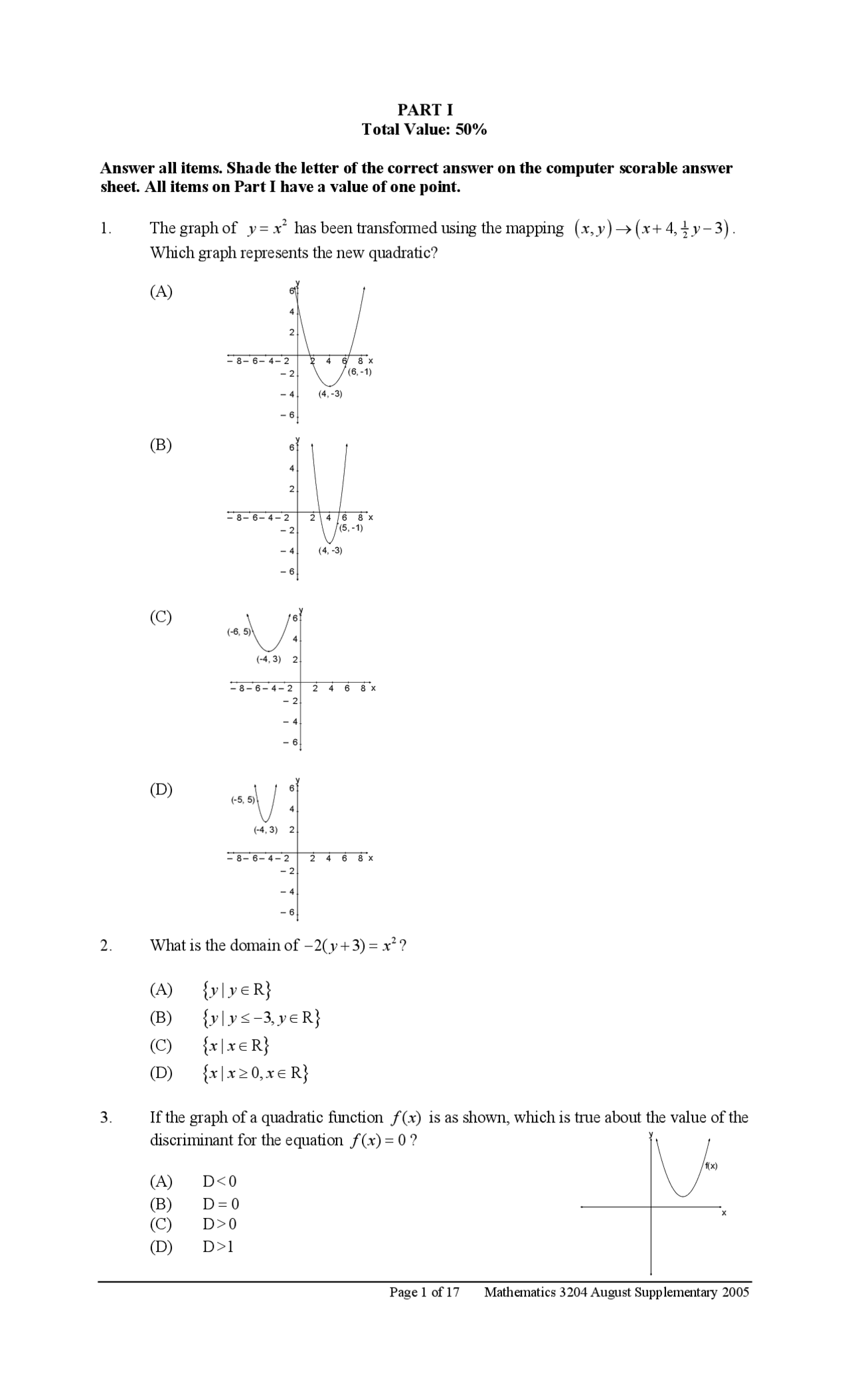 Transformed Mathematics Public Examination Standards Exam Docsity