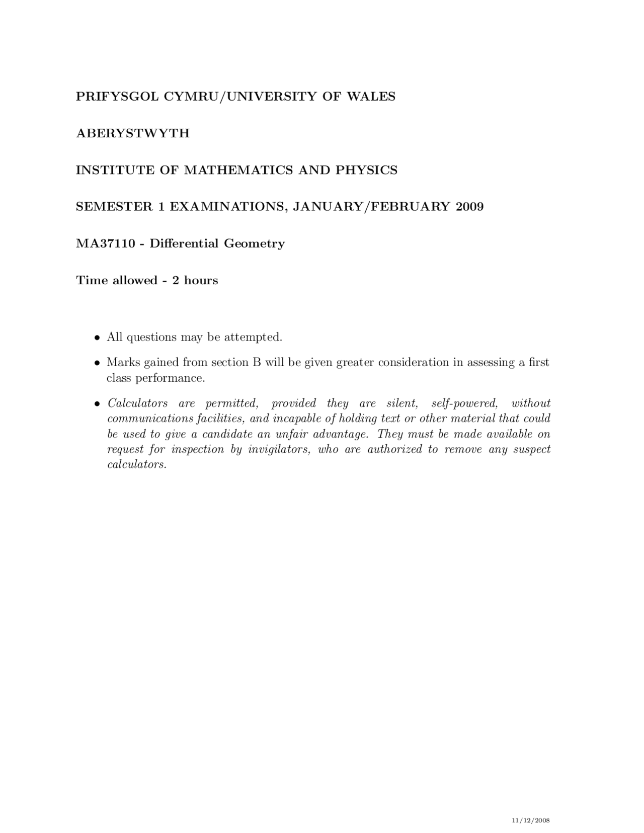Transformation Lebesgue Integration Exam Docsity