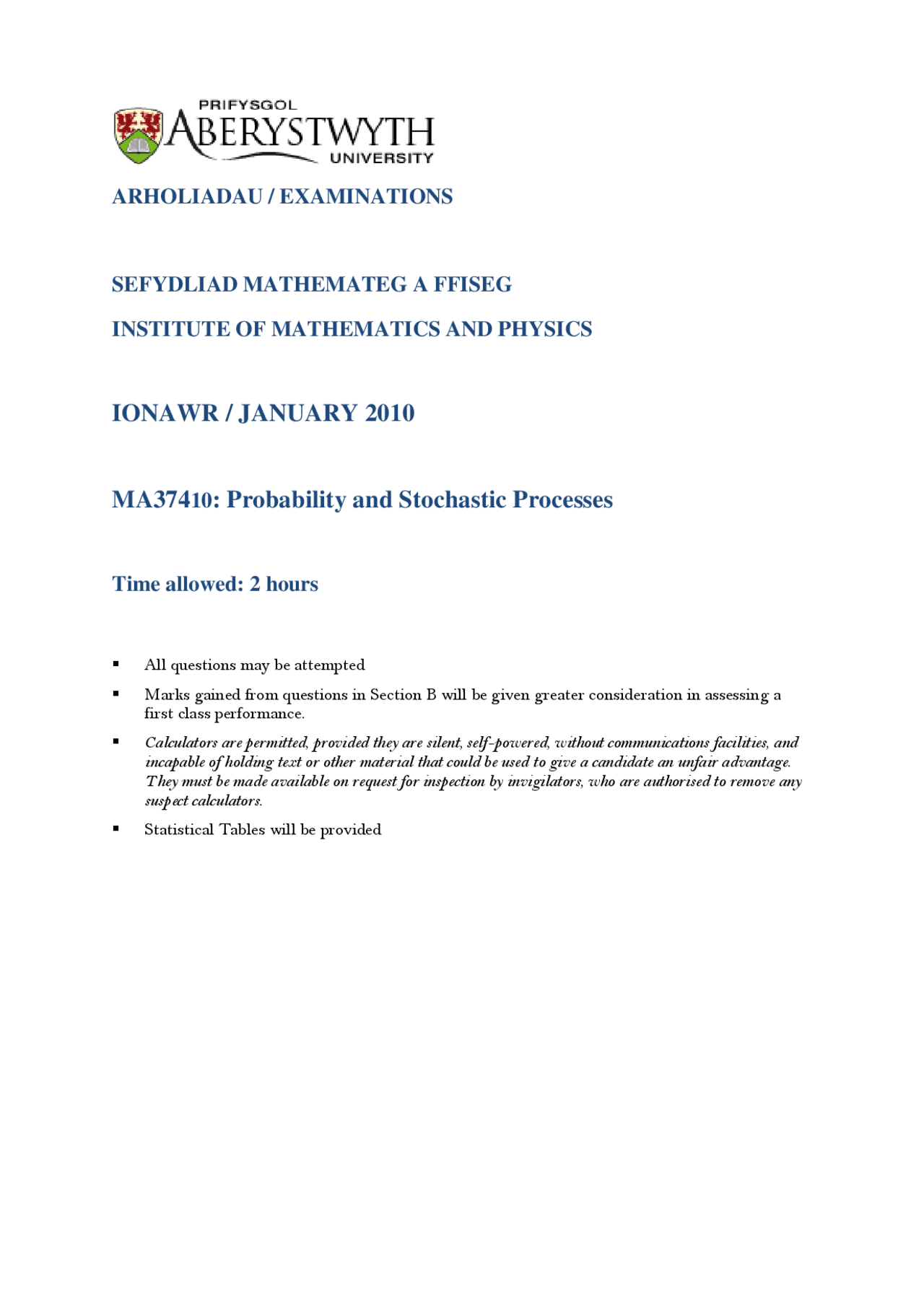 Gamma Family - Probability and Stochastic Processes - Exam | Exams Probability and Stochastic ...
