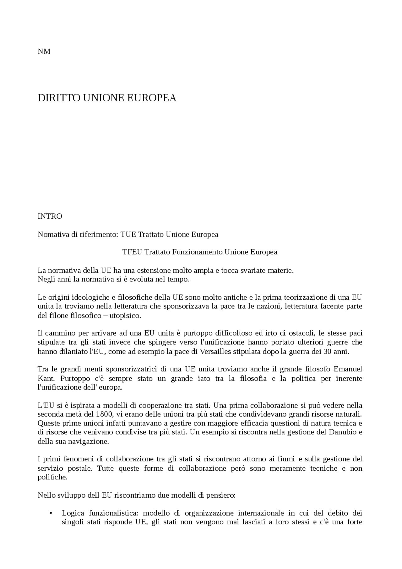 Appunti Diritto Ue Docsity