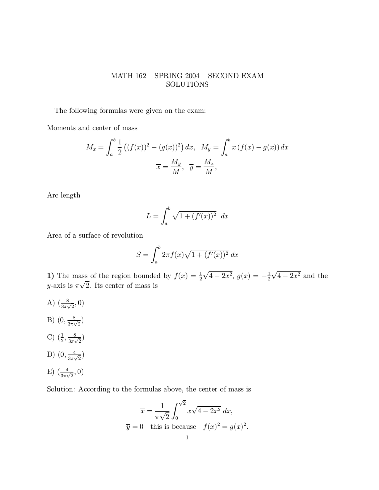 Surface Of Revolution Plane Analytic Geometry And Calculus Solved
