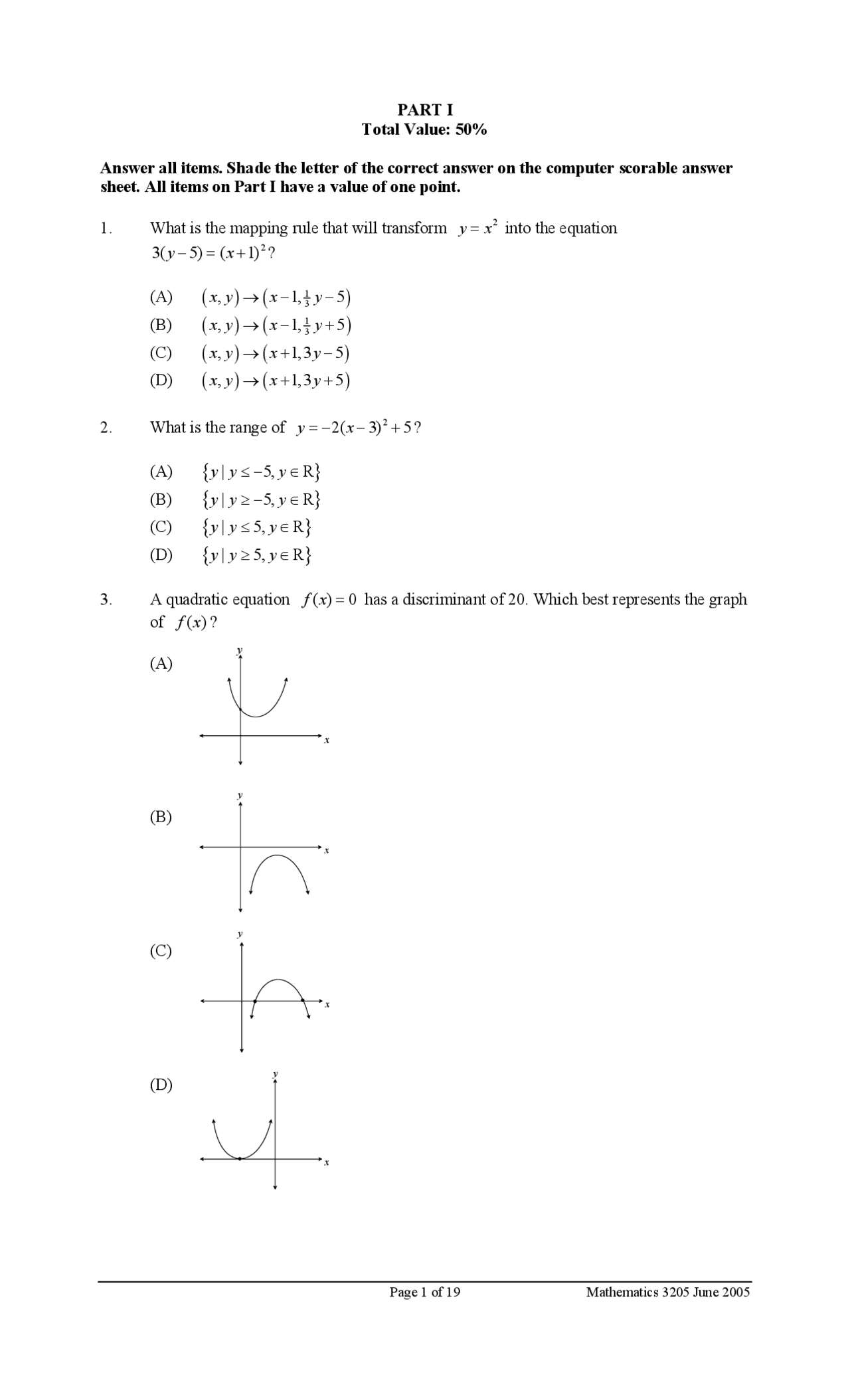 Computer Mathematics Public Examination Standards Exam Docsity
