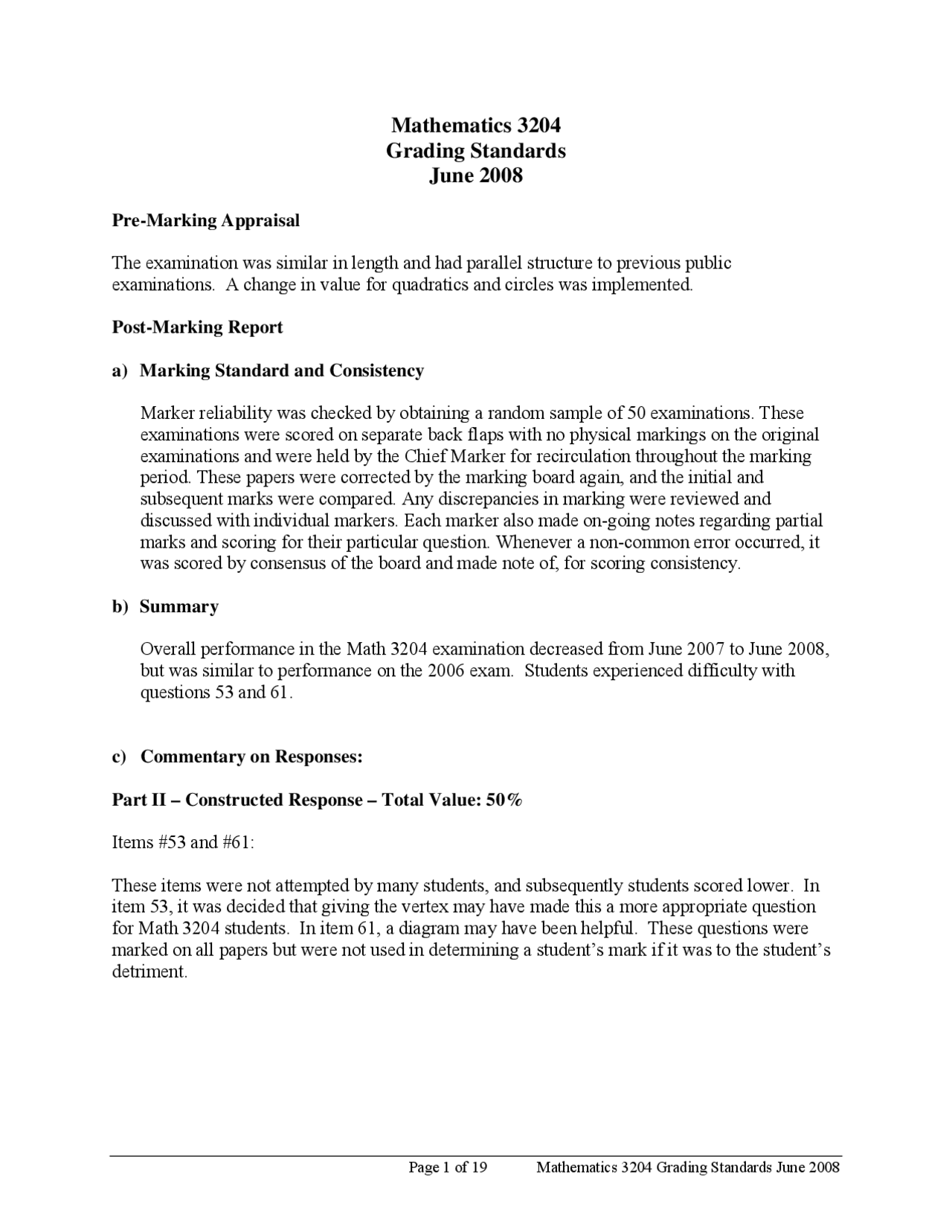 Marker Reliability Mathematics Public Examination Standards Lecture