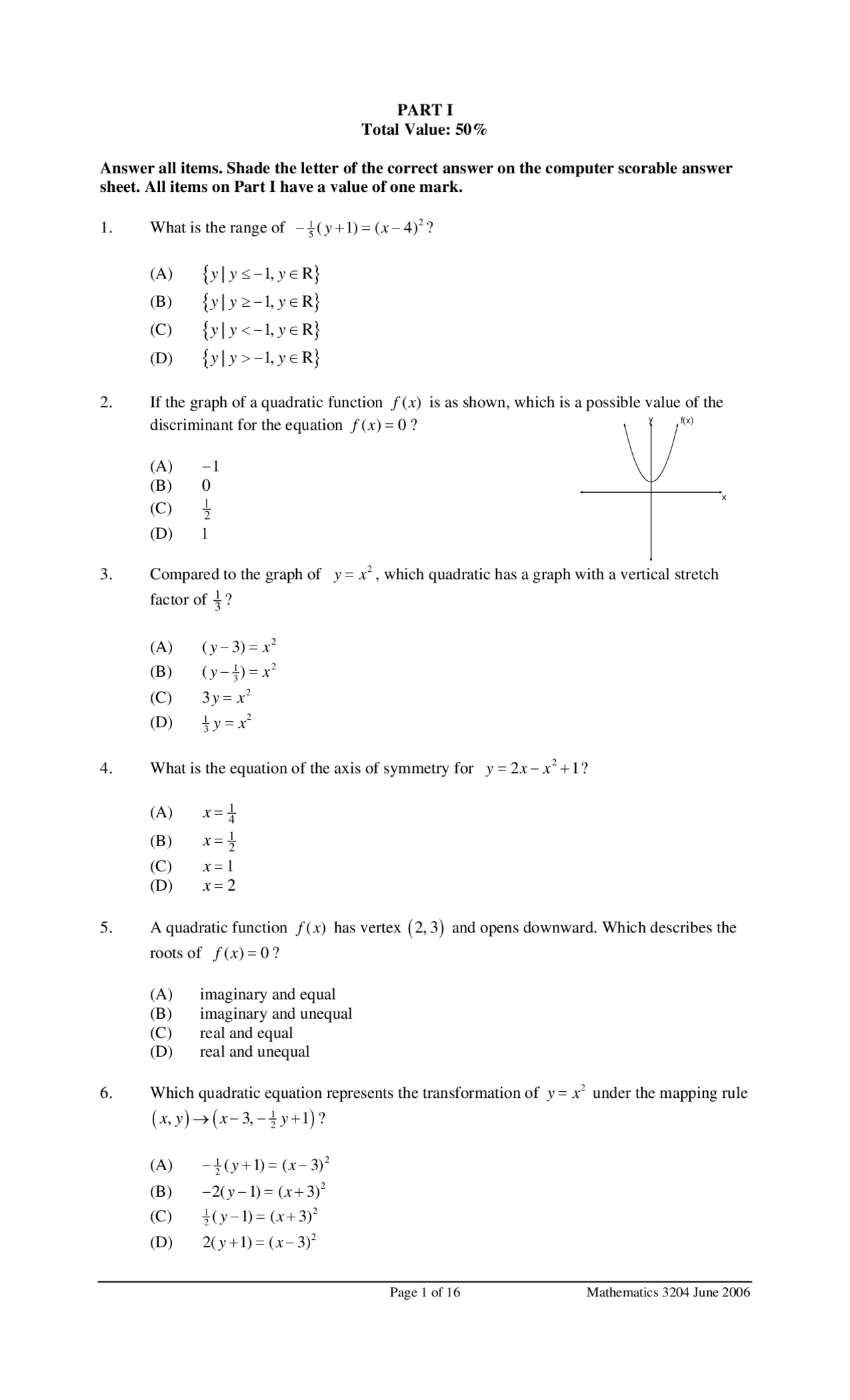 Range Mathematics Public Examination Standards Exam Docsity