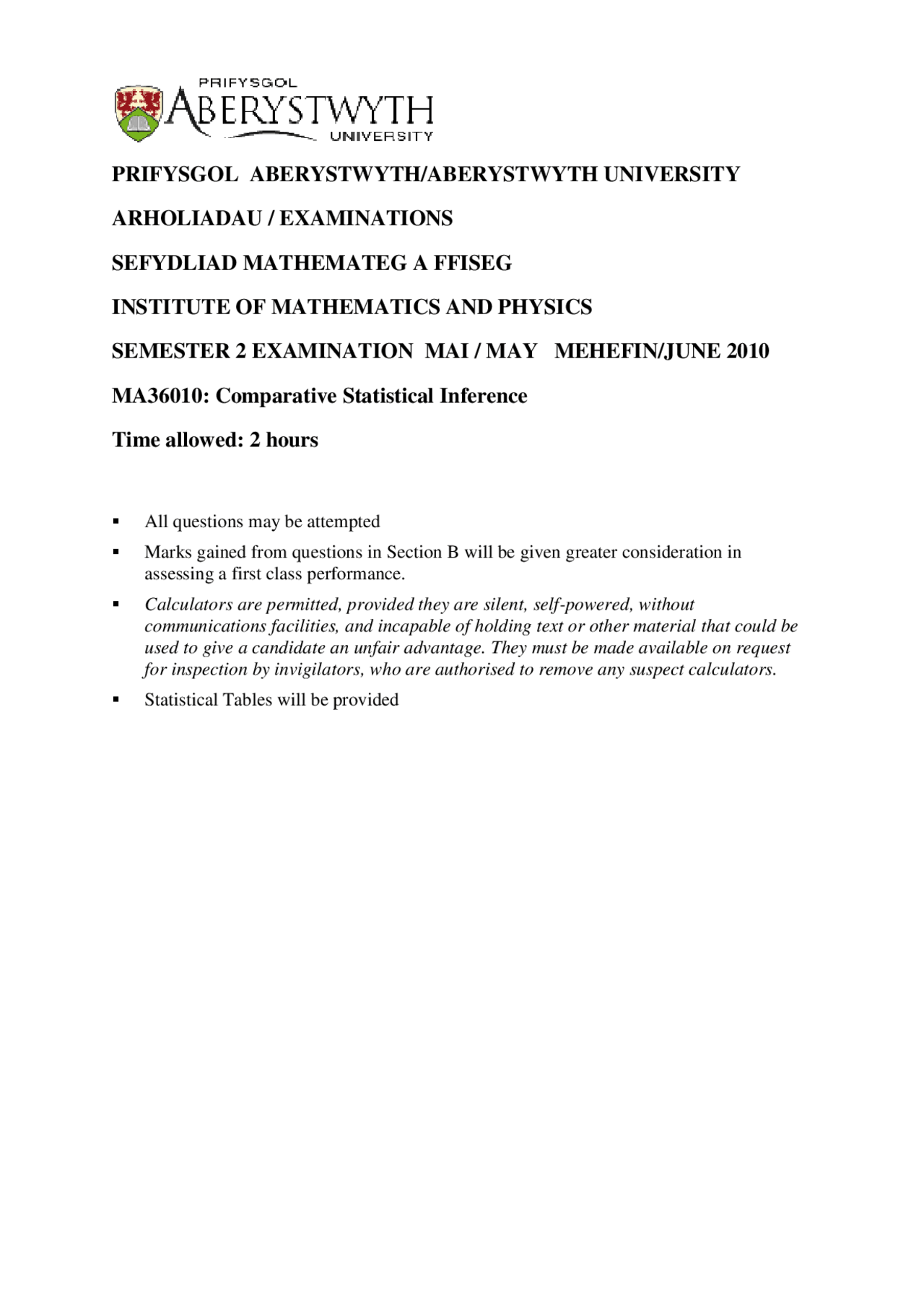 Bayesian Statisticians Comparative Statistical Inference Exam Docsity