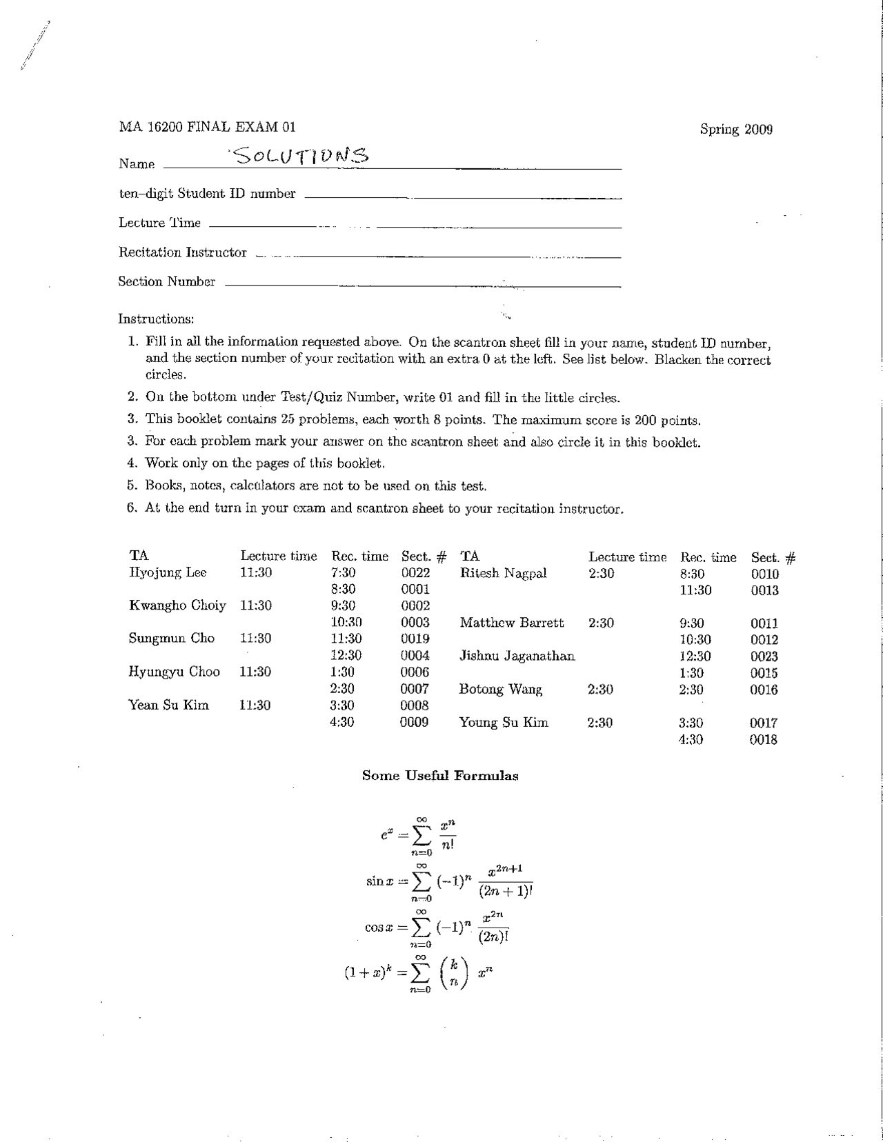 Circle Plane Analytic Geometry And Calculus Solved Exam Docsity