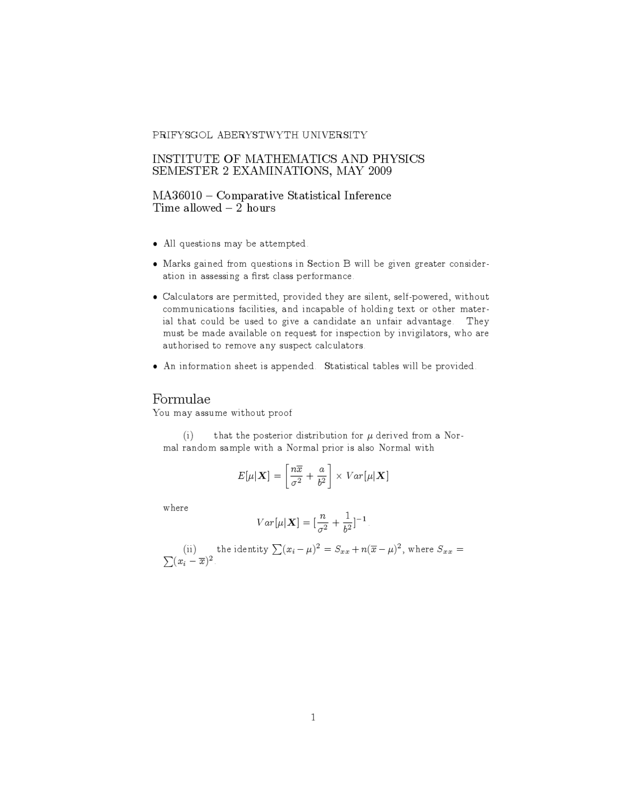 Posterior Distribution - Comparative Statistical Inference - Exam - Docsity Posterior Distribution - Comparative Statistical Inference - Exam - Docsity