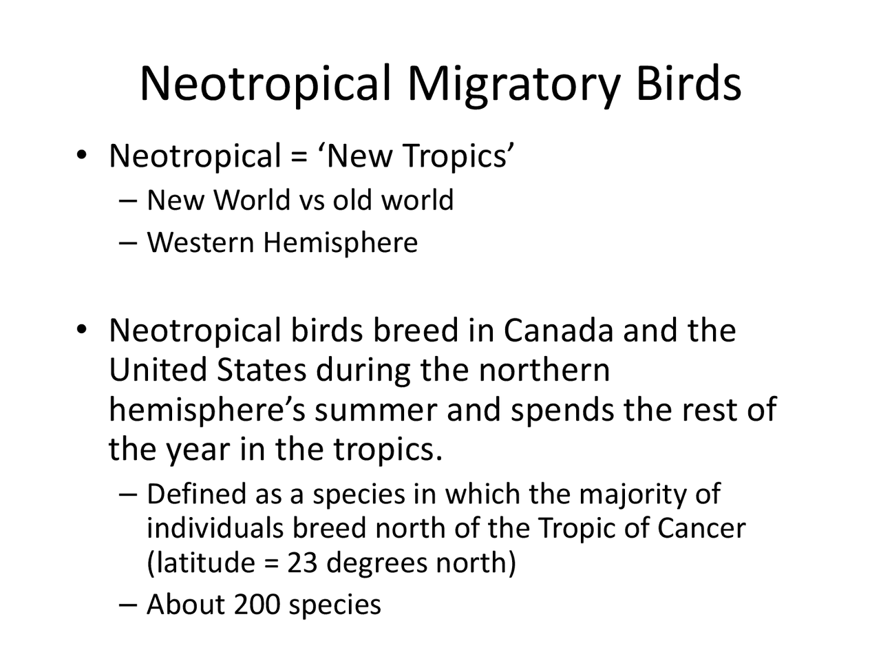 Neotropical Migratory Birds - Evolution, Ecology and Biodiversity ...