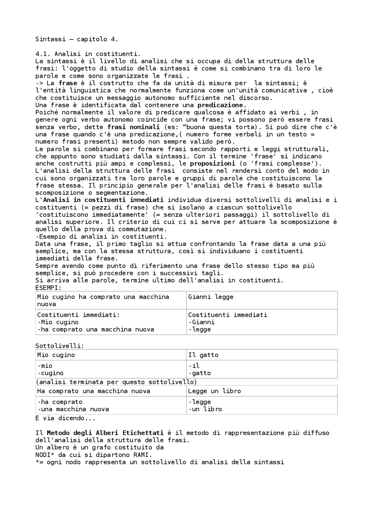 Sintassi - Analisi in costituenti - Linguistica generale | Appunti di ...