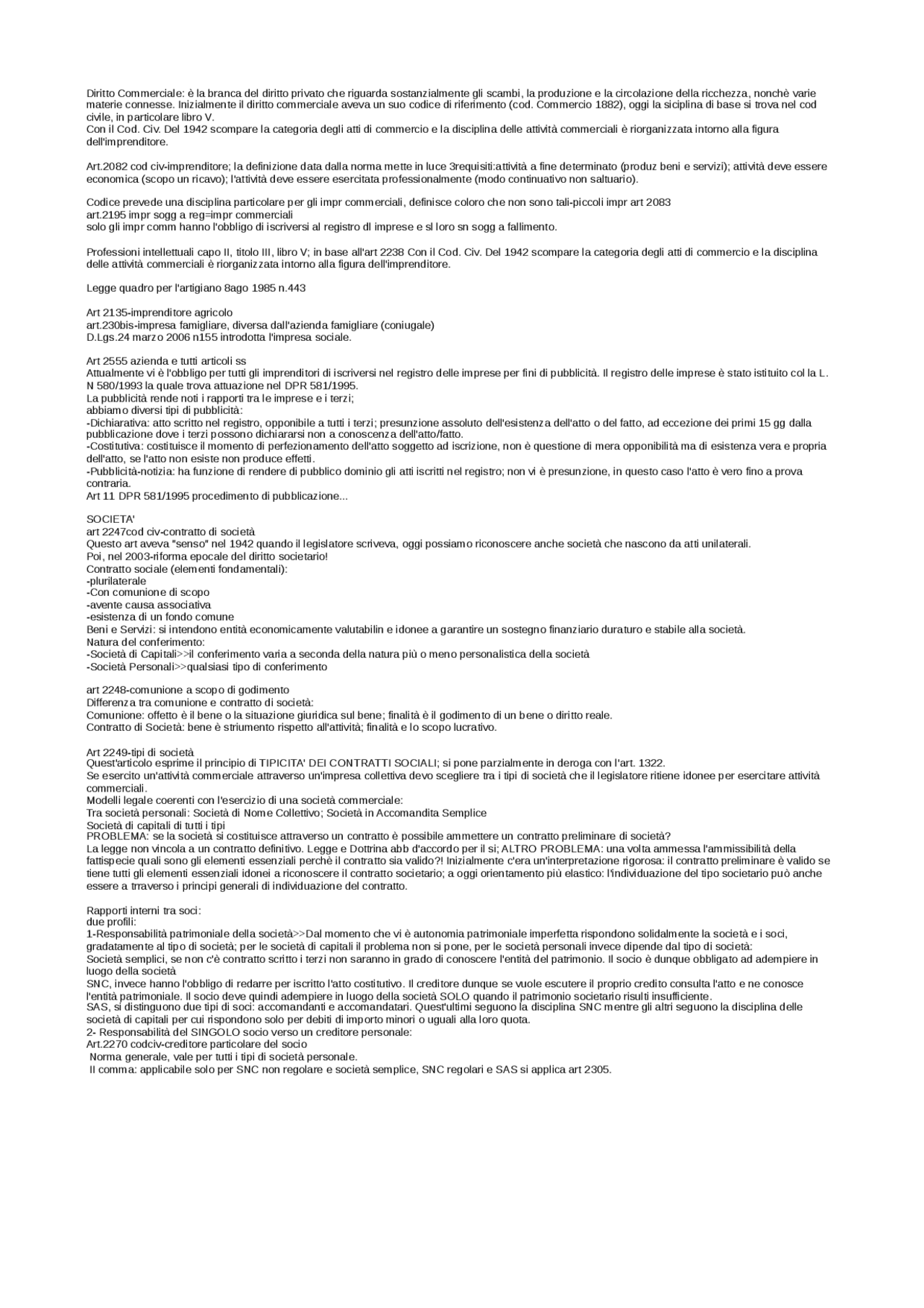 Diritto Commerciale Docsity