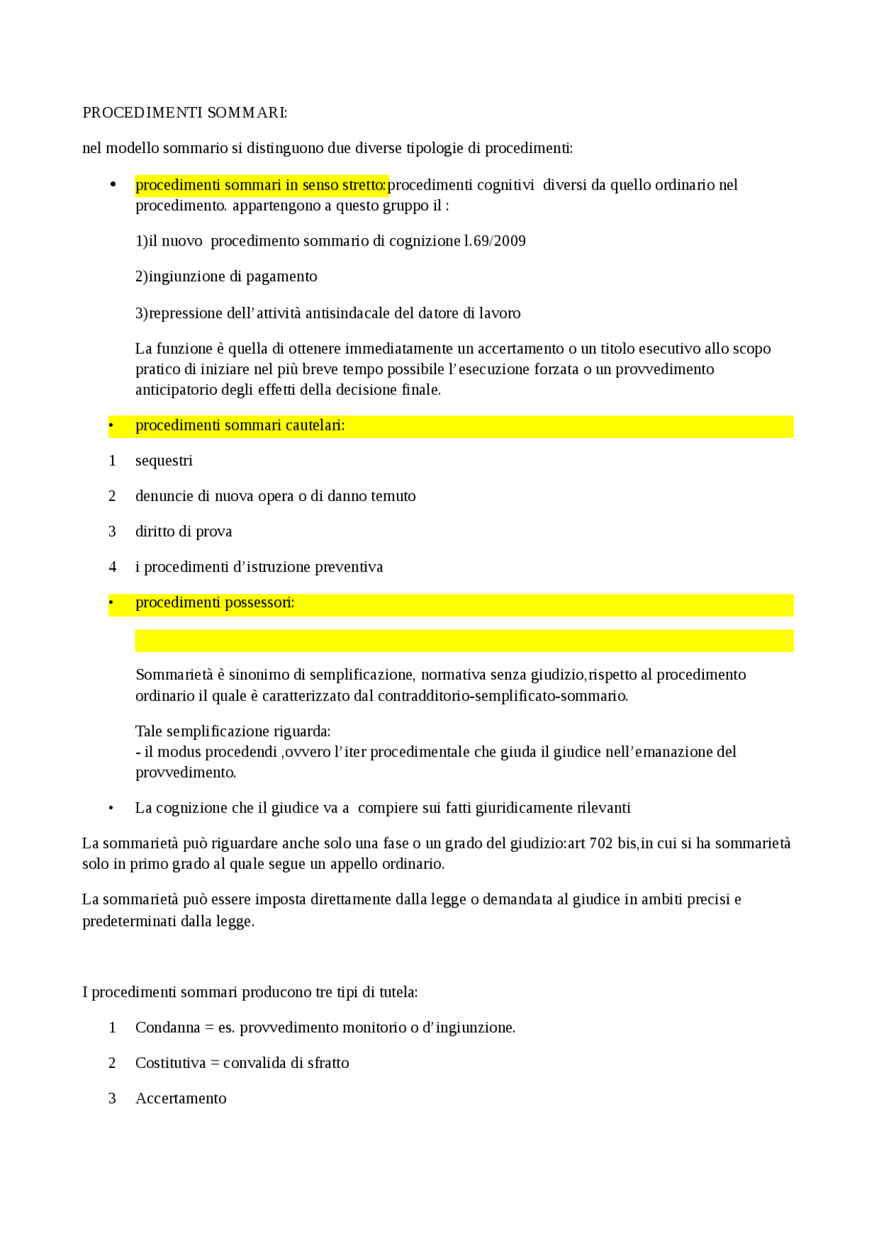 Punzi 3 Procedimenti Sommari Docsity