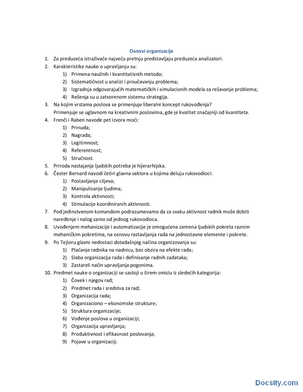 Osnovi organizacije - Kolokvijum - Fakultet organizacionih nauka - razno | Ispiti' predlog ...