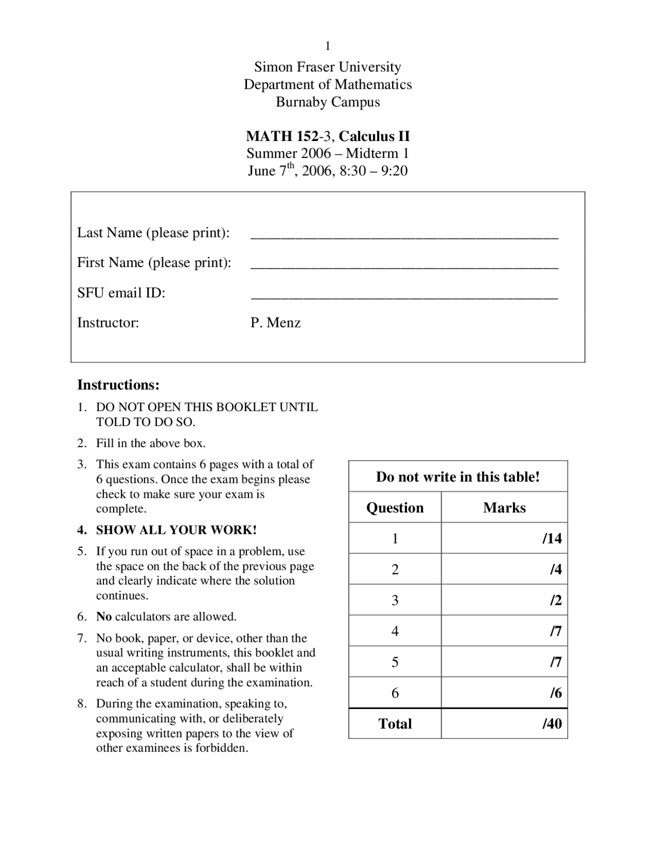 Necessary Calculus Exam Docsity