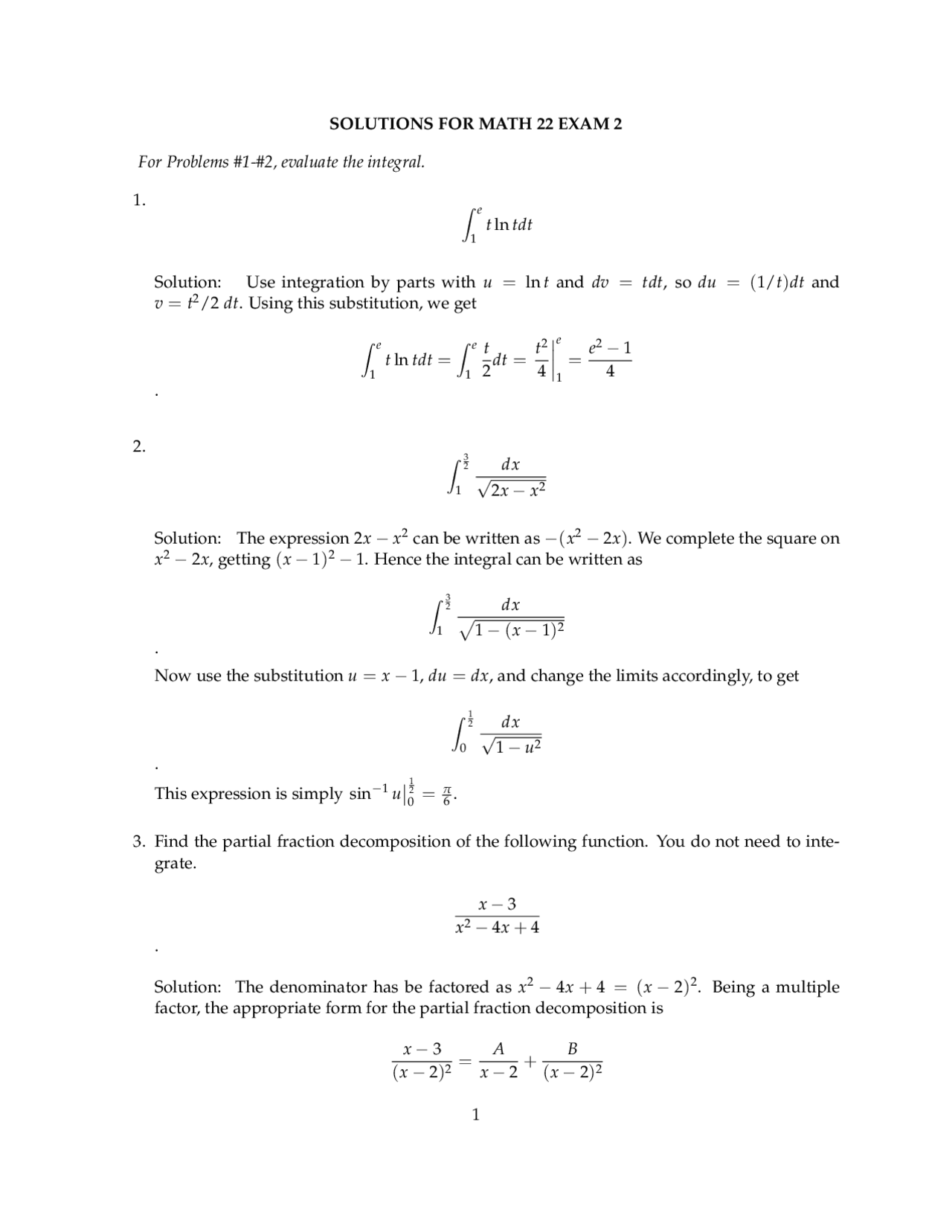 Trigonometric Identities - Calculus of a Single Variable Two - Solved Exam - Docsity
