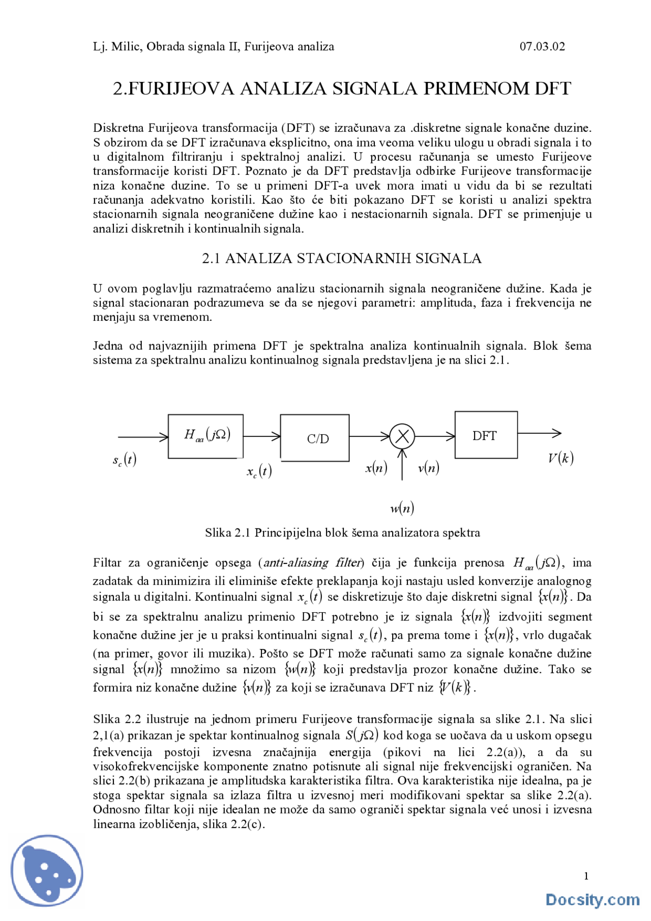 Telekomunikacije 3-Skripta-Milic-Obrada signala II, Furijeova analiza ...