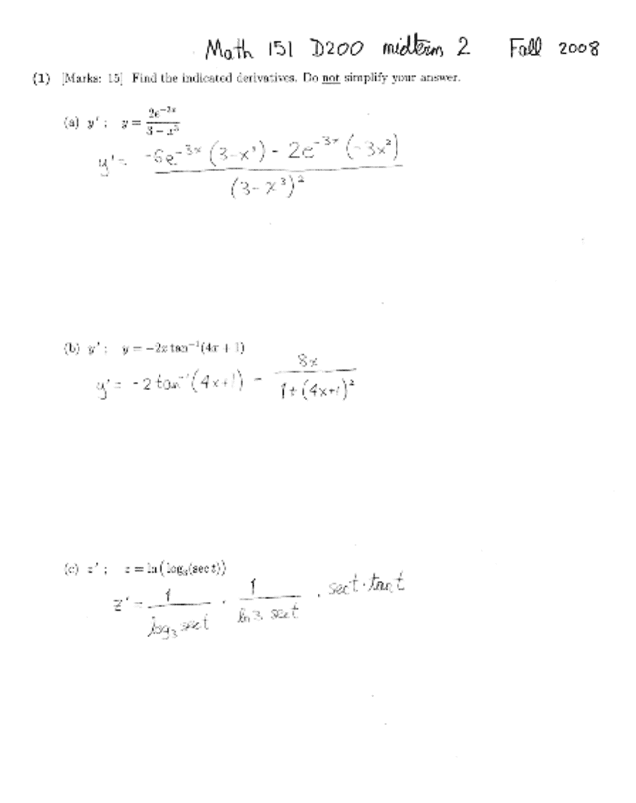 Disciplinary Action Calculus Exam Key Docsity