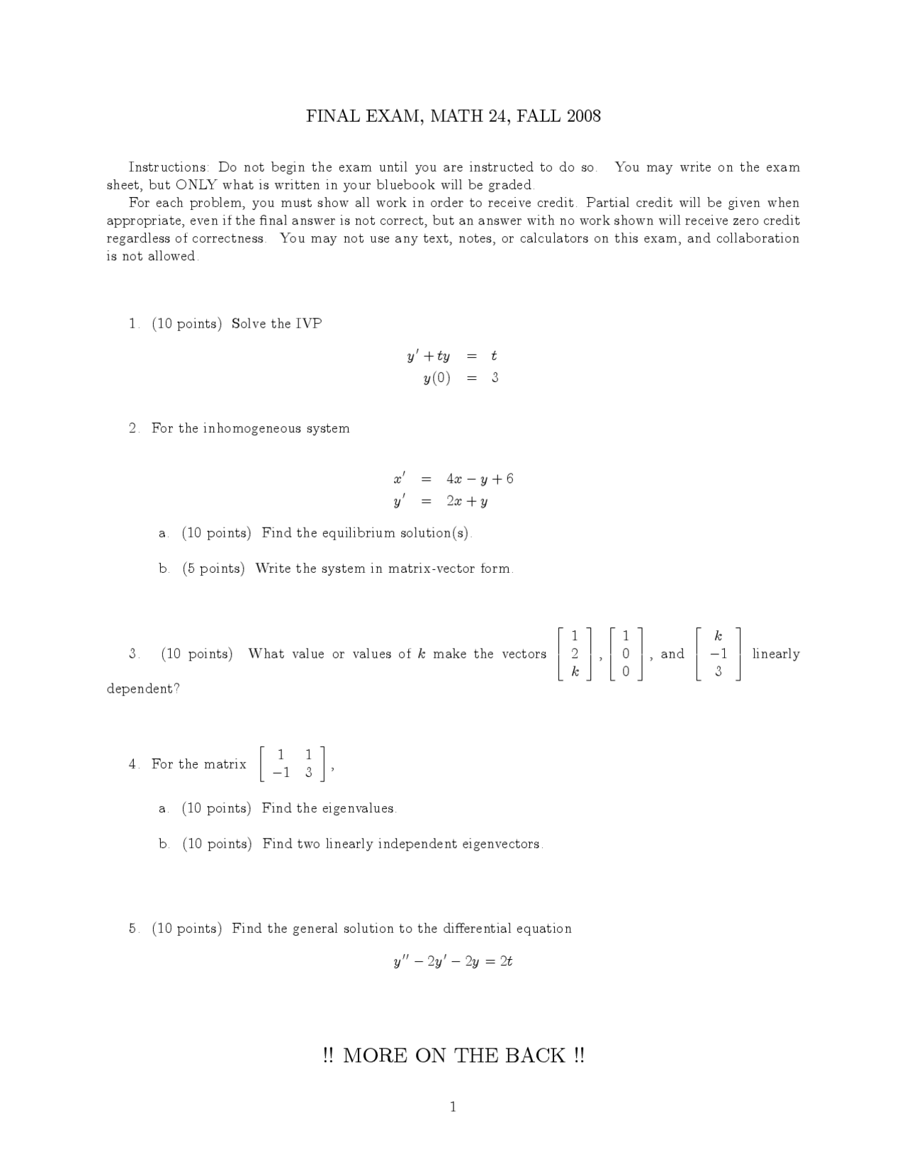 Inhomogeneous System Introduction To Linear Algebra And Differential