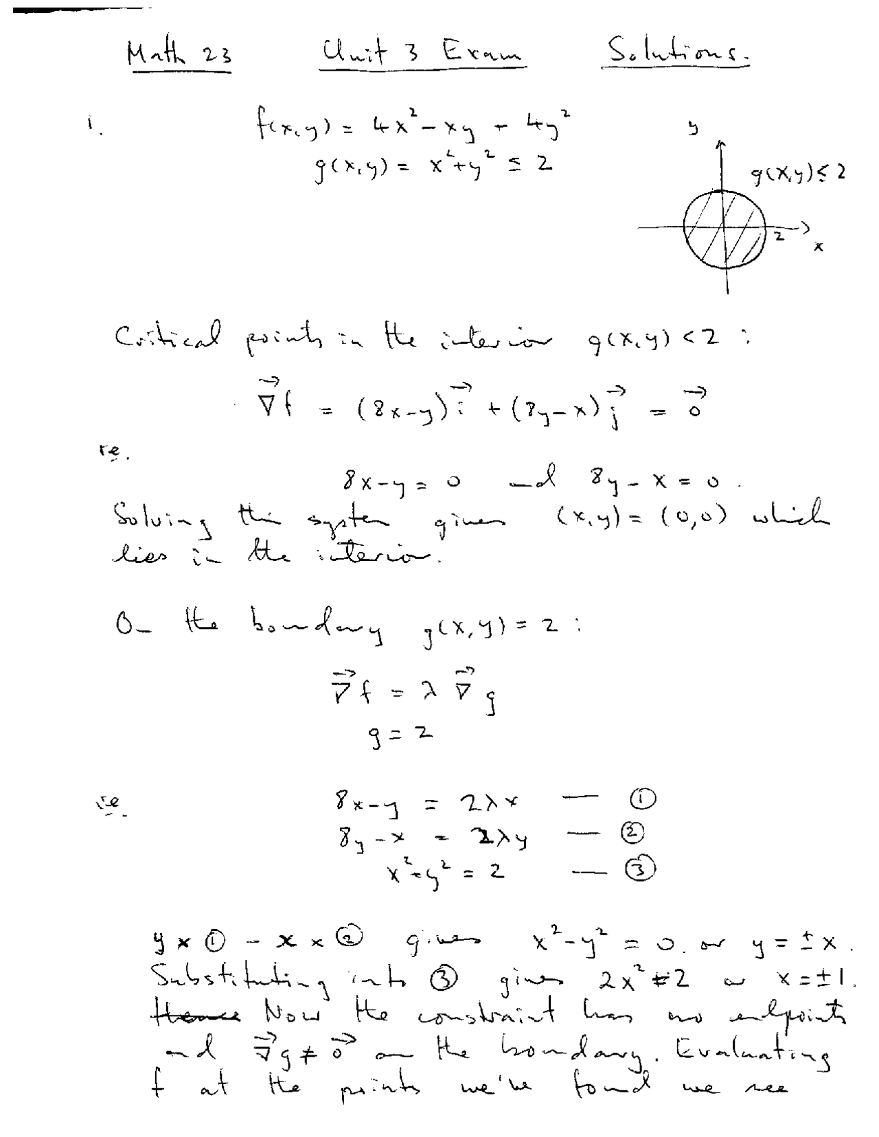 Region Bounded Vector Calculus Solved Exam Docsity