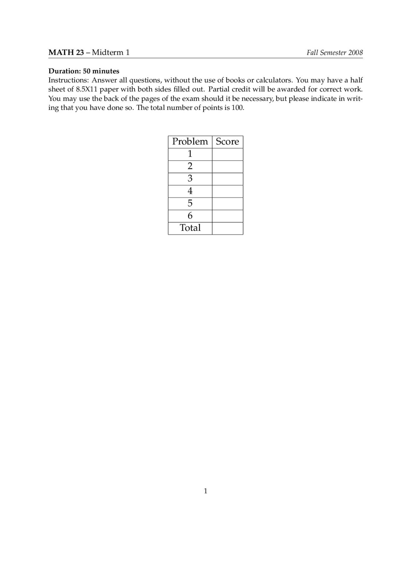 Total Number Vector Calculus Exam Docsity