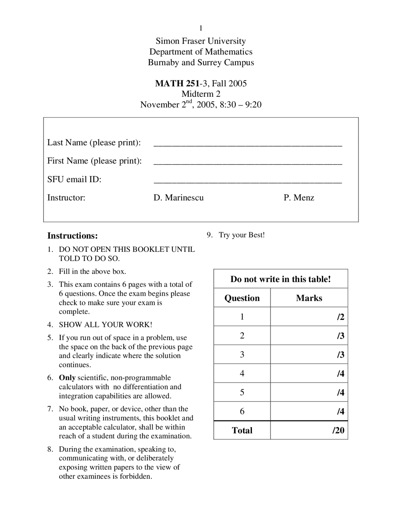 Function Description Calculus Exam Docsity