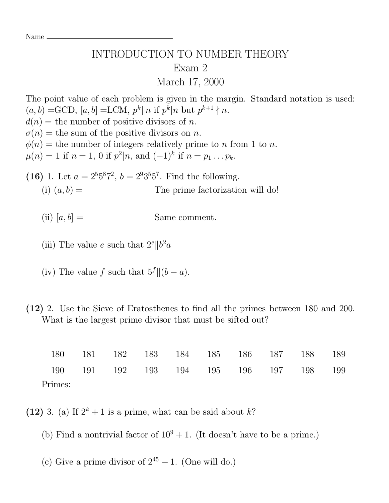 Positive Divisors - Number Theory - Solved Exam - Docsity