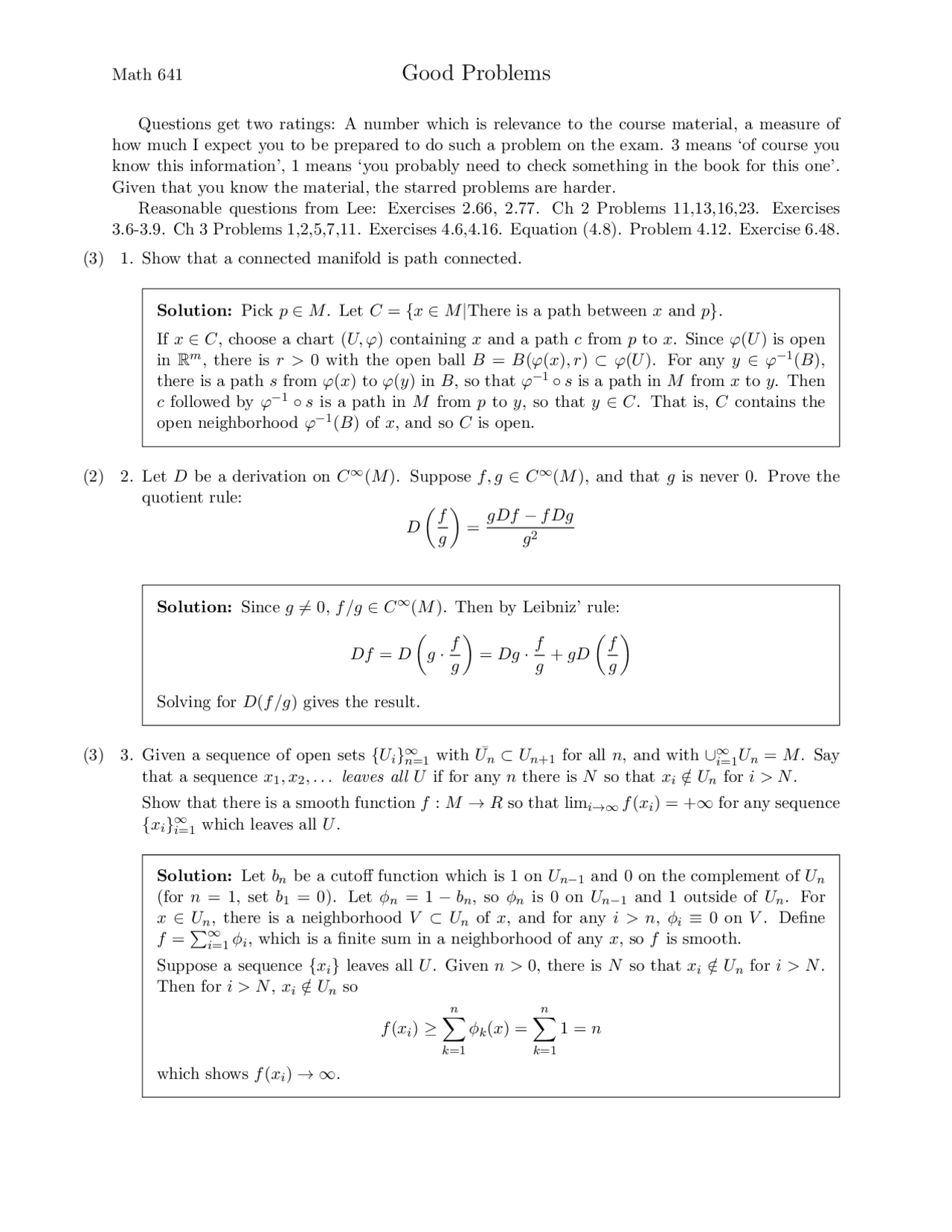 Connected Manifold Differential Geometry Solved Exam Docsity