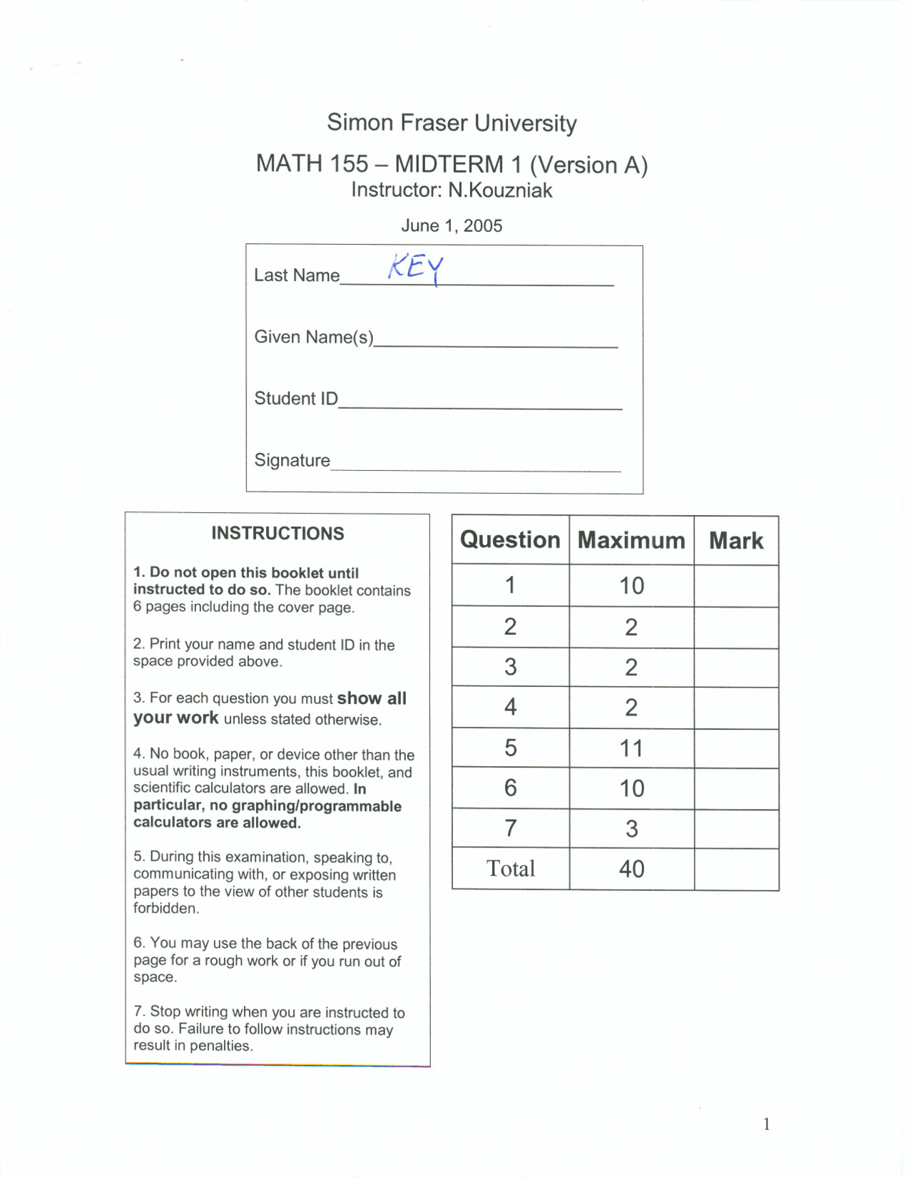 Integrals Calculus For The Biological Sciences Exam Key Exams