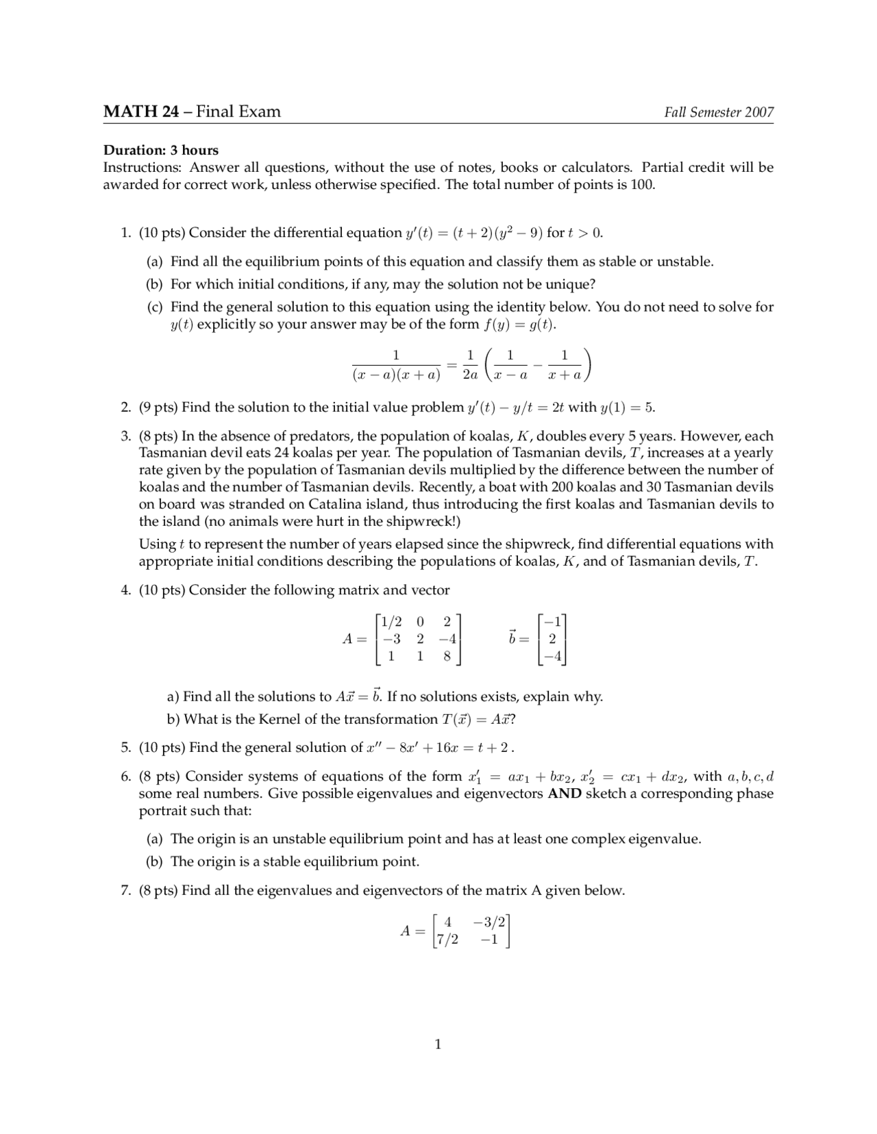 Initial Value Problem Introduction To Linear Algebra And Differential