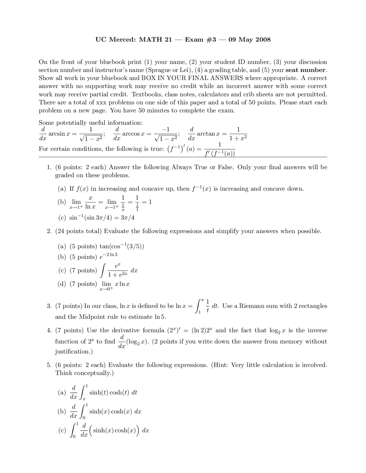 Increasing And Concave Calculus Of A Single Variable One Exam Docsity
