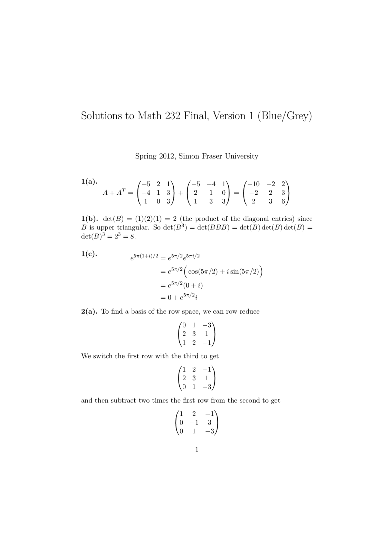 Real Numbers - Applied Linear Algebra - Exam Key | Exams Linear Algebra ...