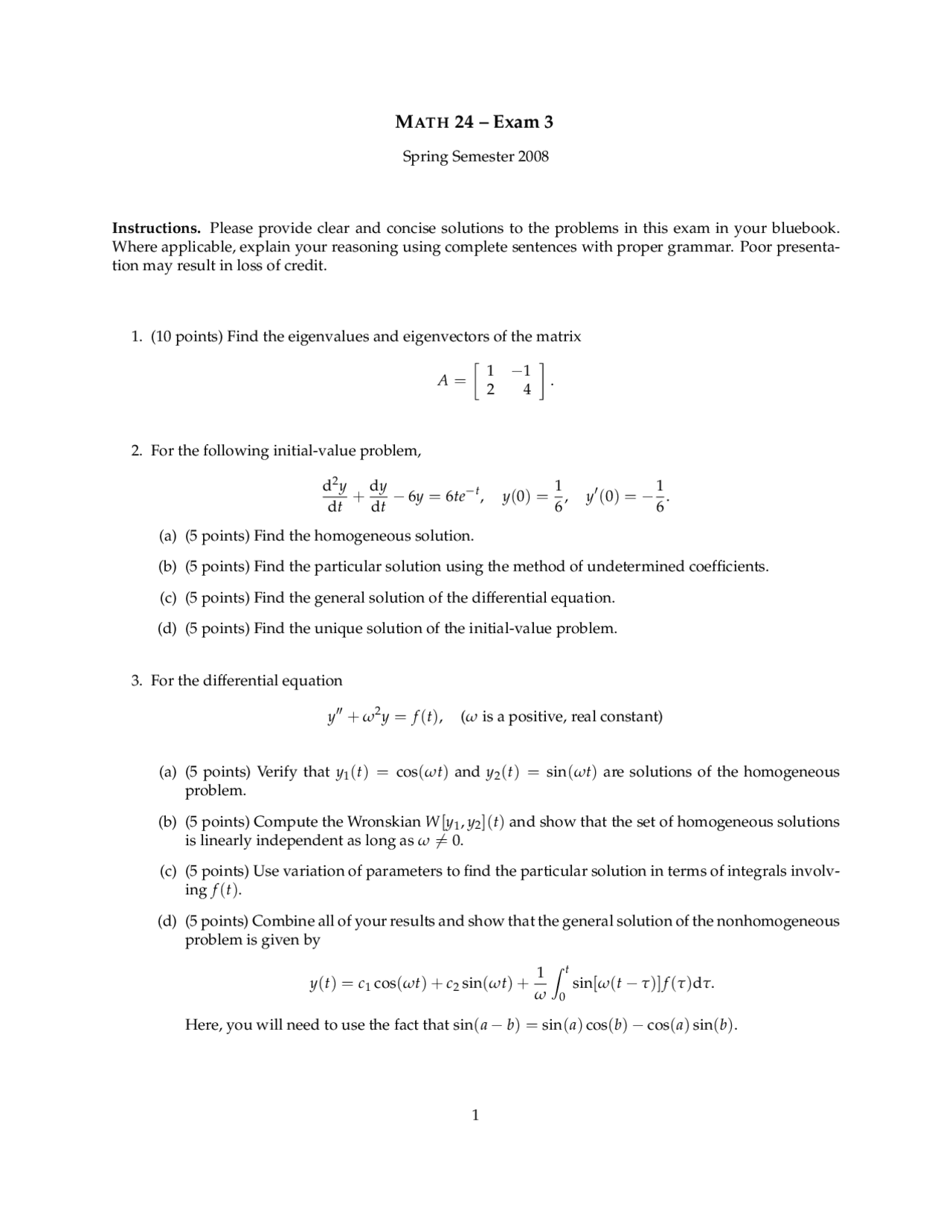 Particular Solution Introduction To Linear Algebra And Differential