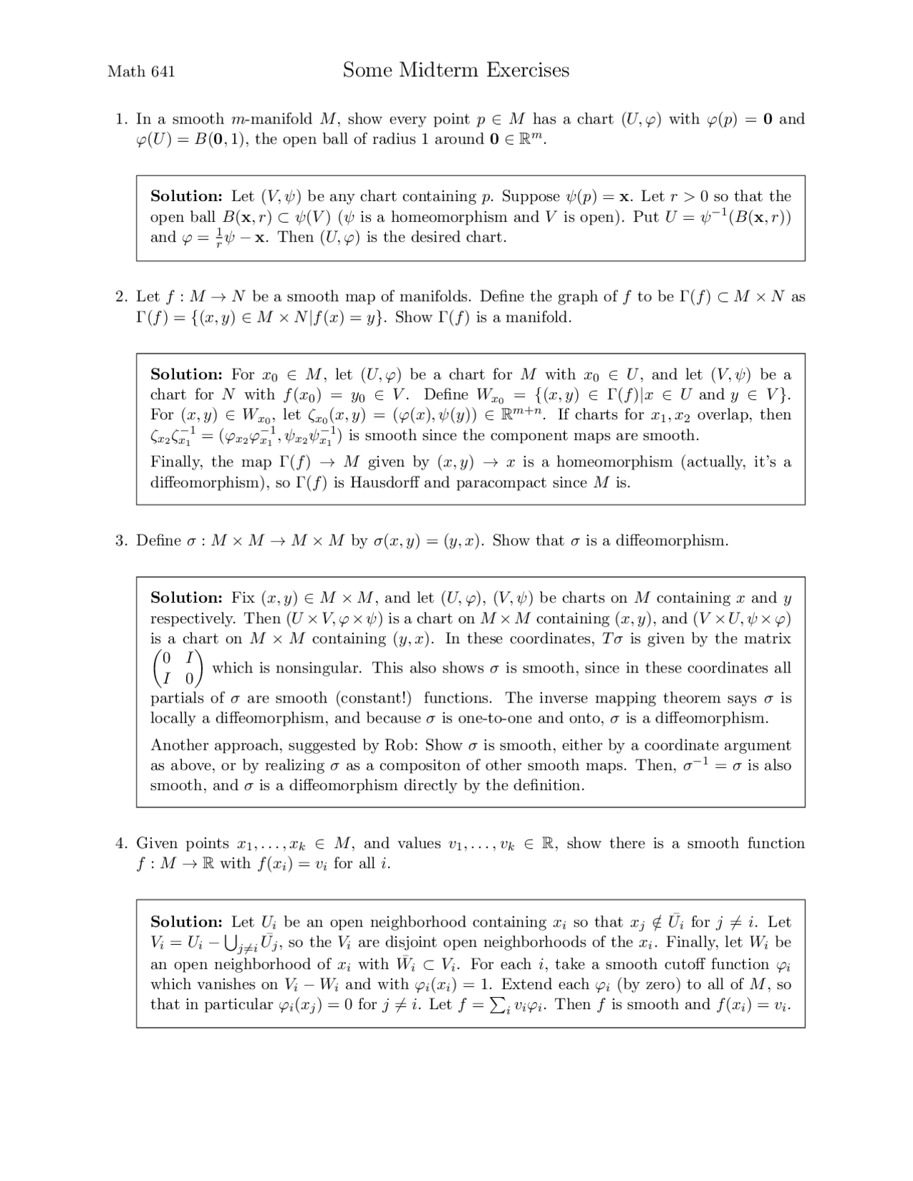 Open Ball Differential Geometry Solved Exam Docsity