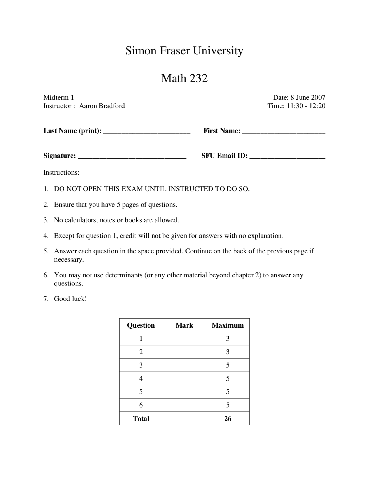 Linear Combination Applied Linear Algebra Exam Docsity