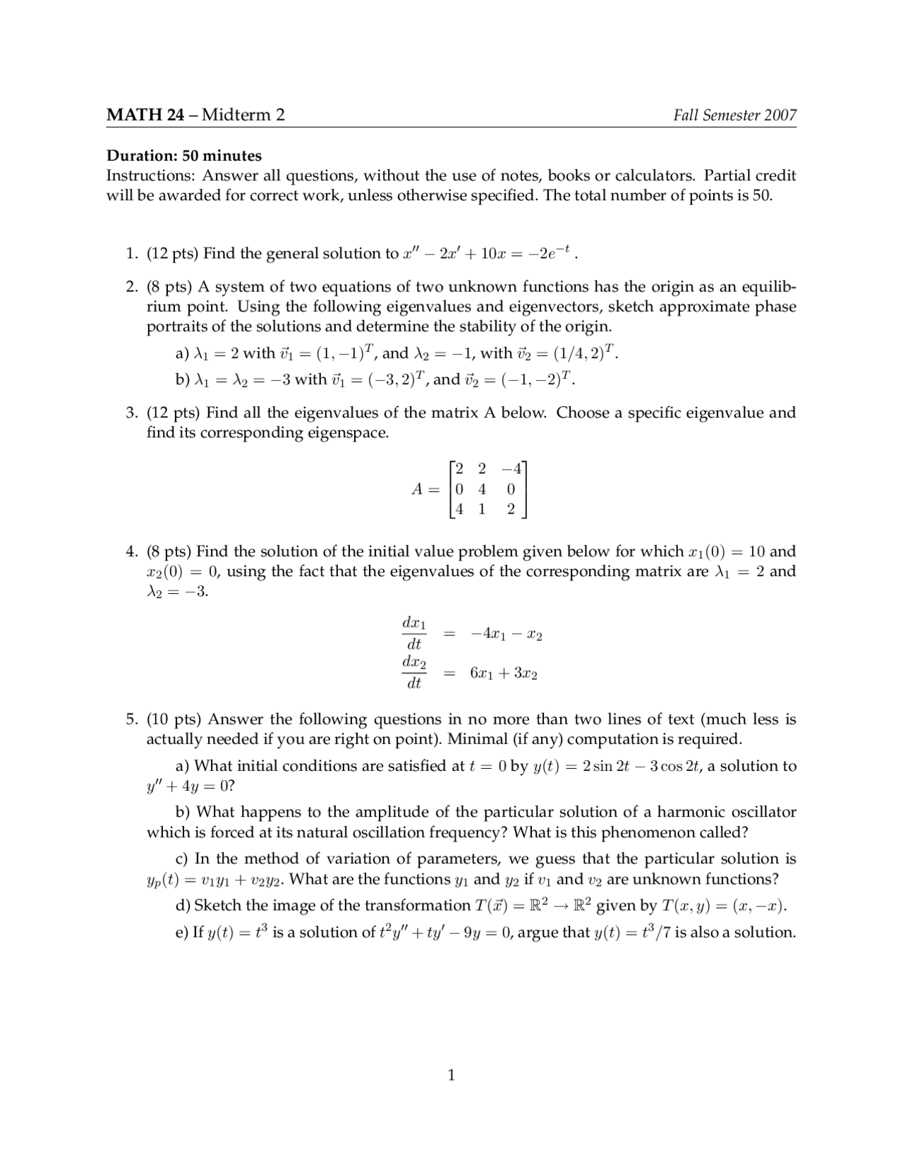 Eigenvalues Introduction To Linear Algebra And Differential Equations