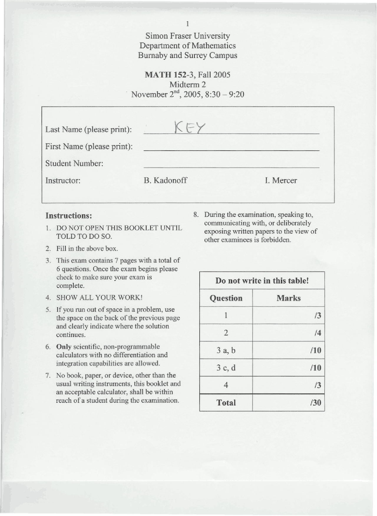 Discontinuity Calculus Exam Key Docsity