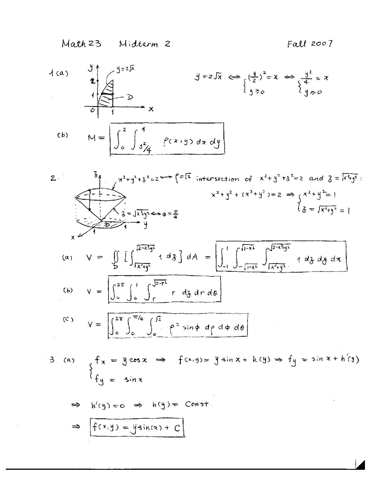 Density Function Vector Calculus Solved Exam Exams Calculus Docsity