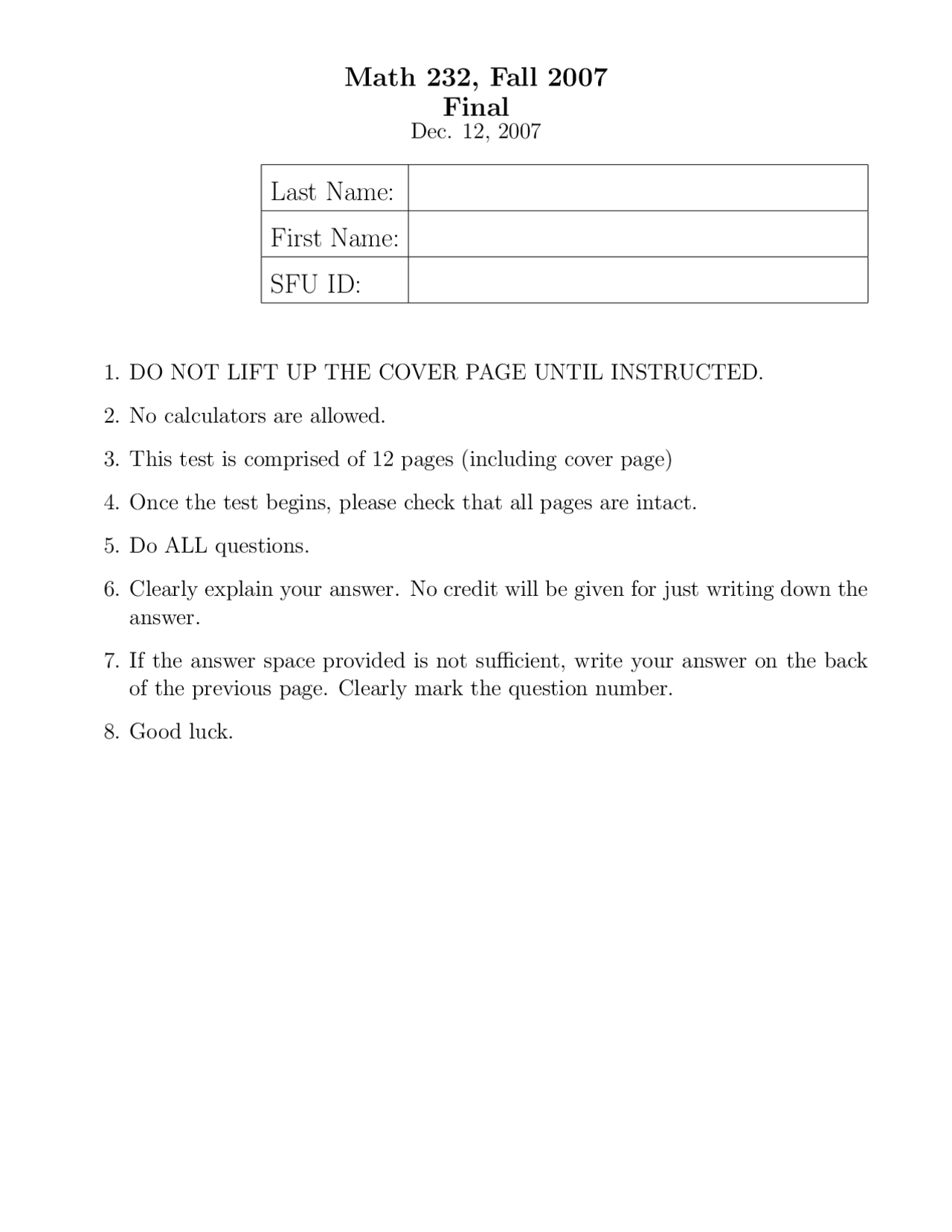 Characteristic Polynomial Applied Linear Algebra Exam Key Docsity