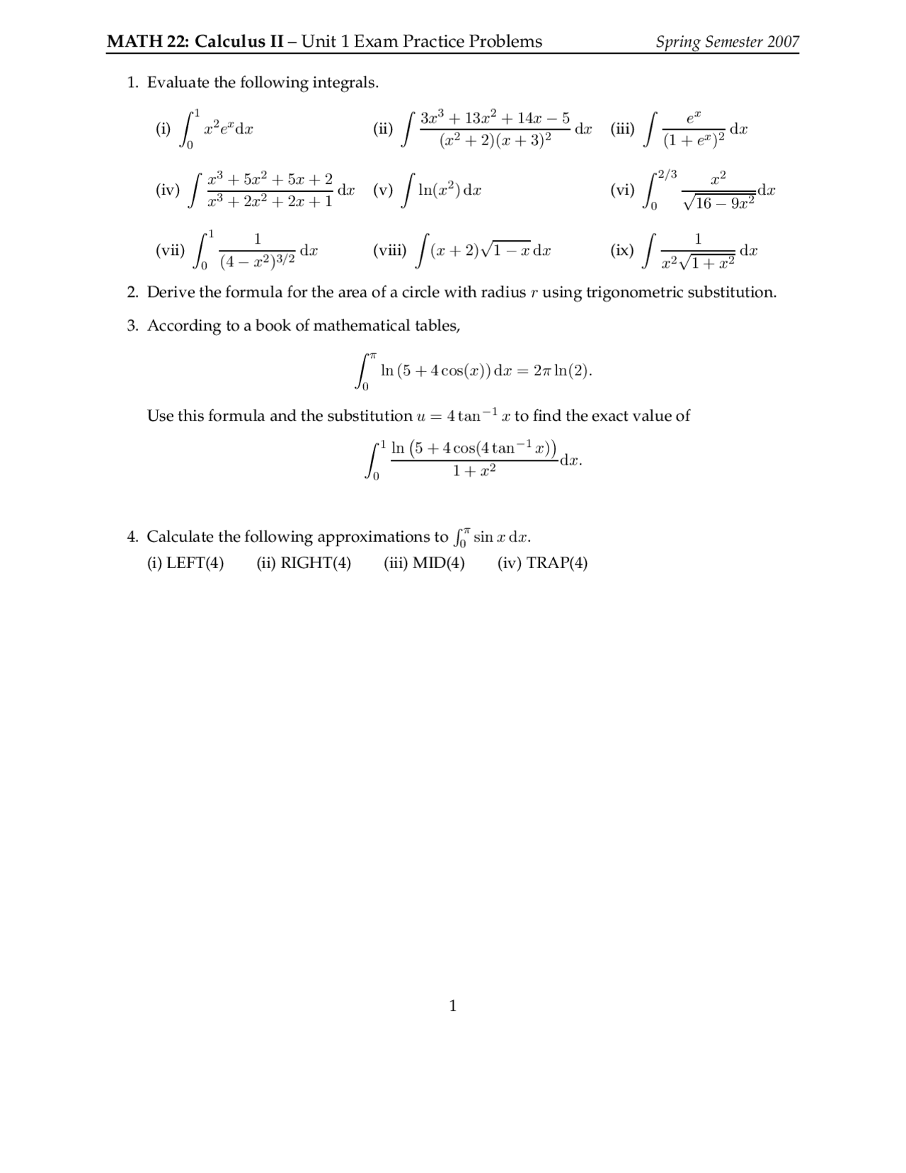 Useful Trigonomteric Identites Calculus Of A Single Variable Two