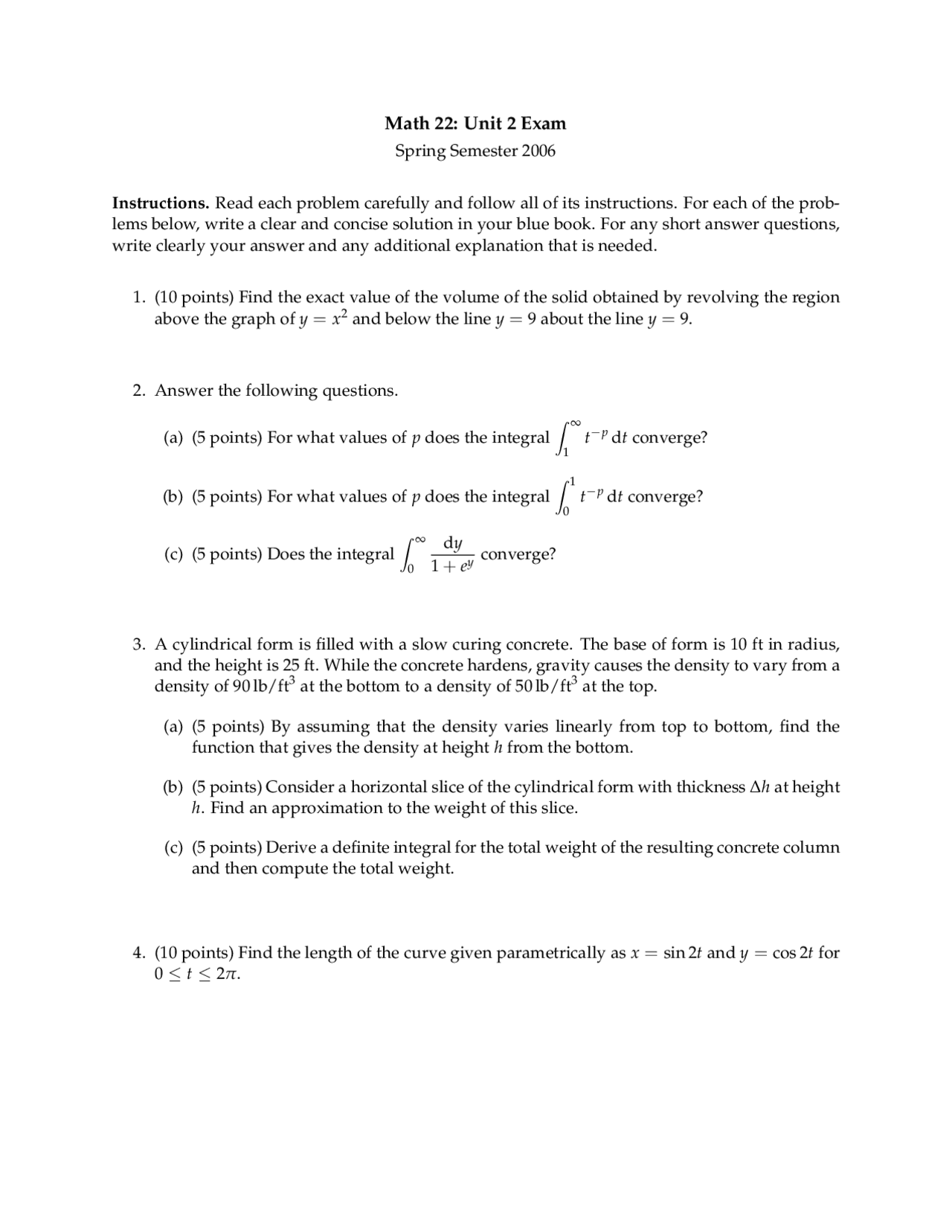 Additional Explanation Calculus Of A Single Variable Two Exam Docsity