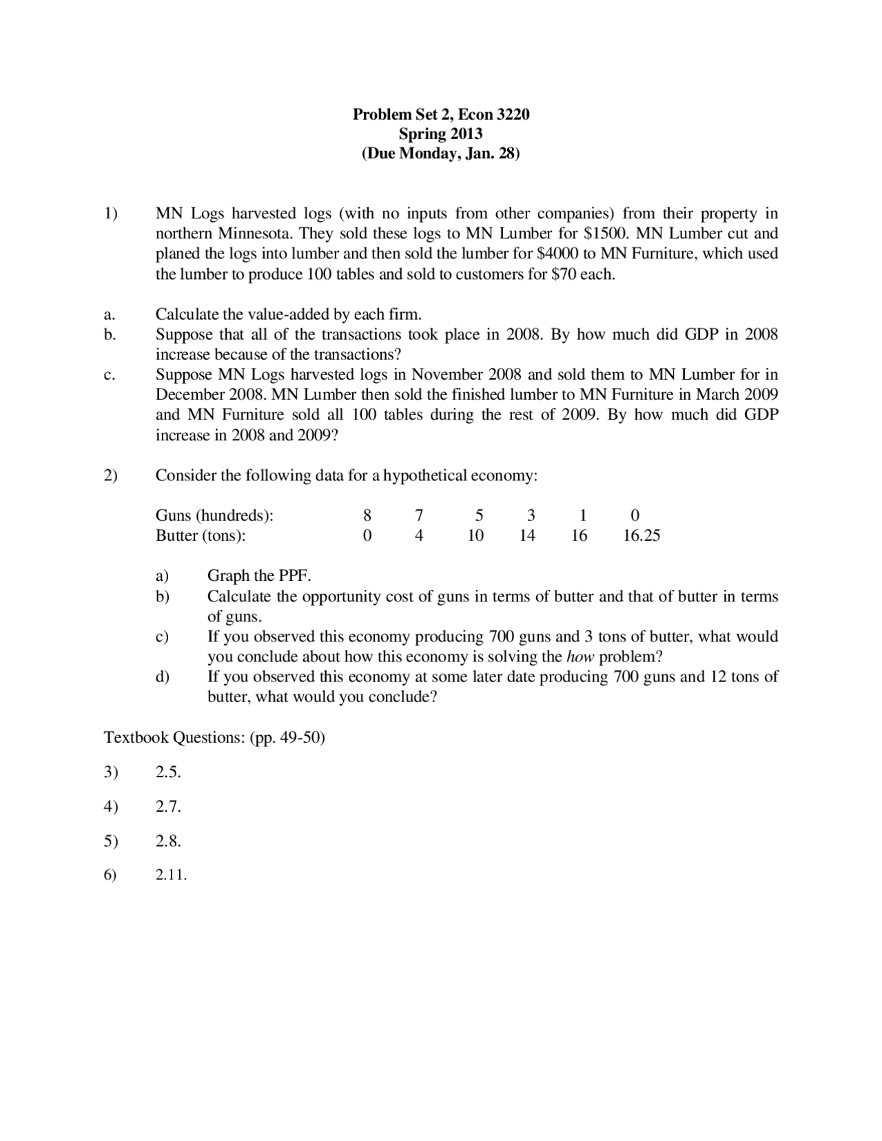 Problem Set 2 International Trade Econ 3220 Docsity