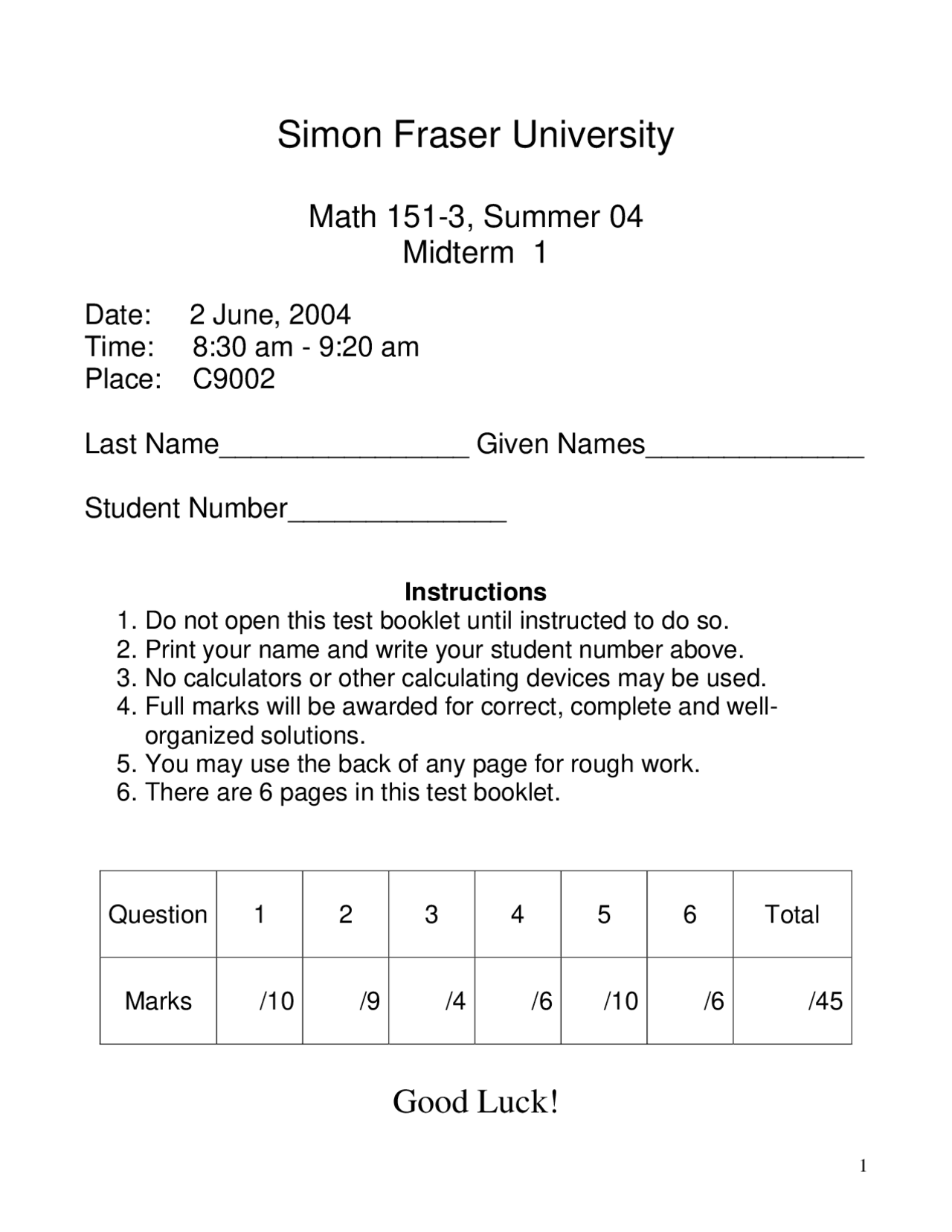 Numbers Calculus Exam Exams Calculus Docsity