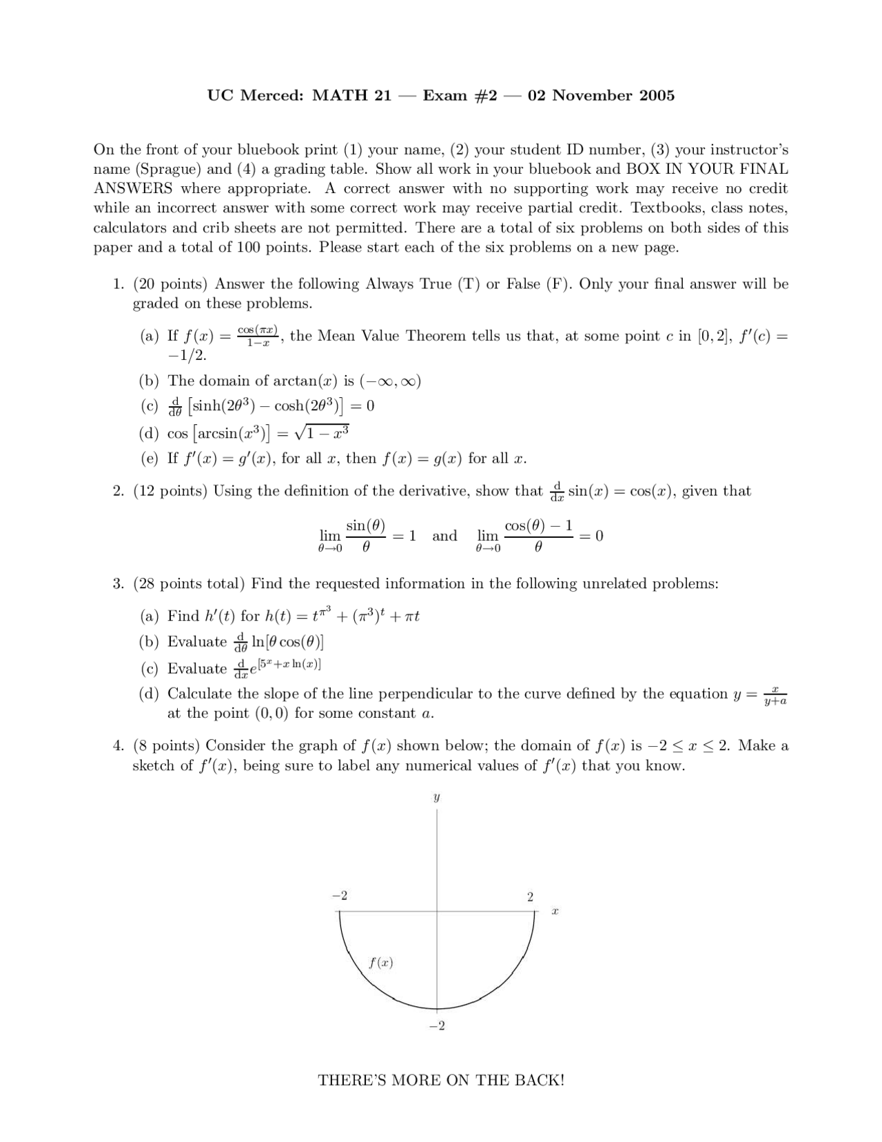 Mean Value Theorem Calculus Of A Single Variable One Exam Docsity