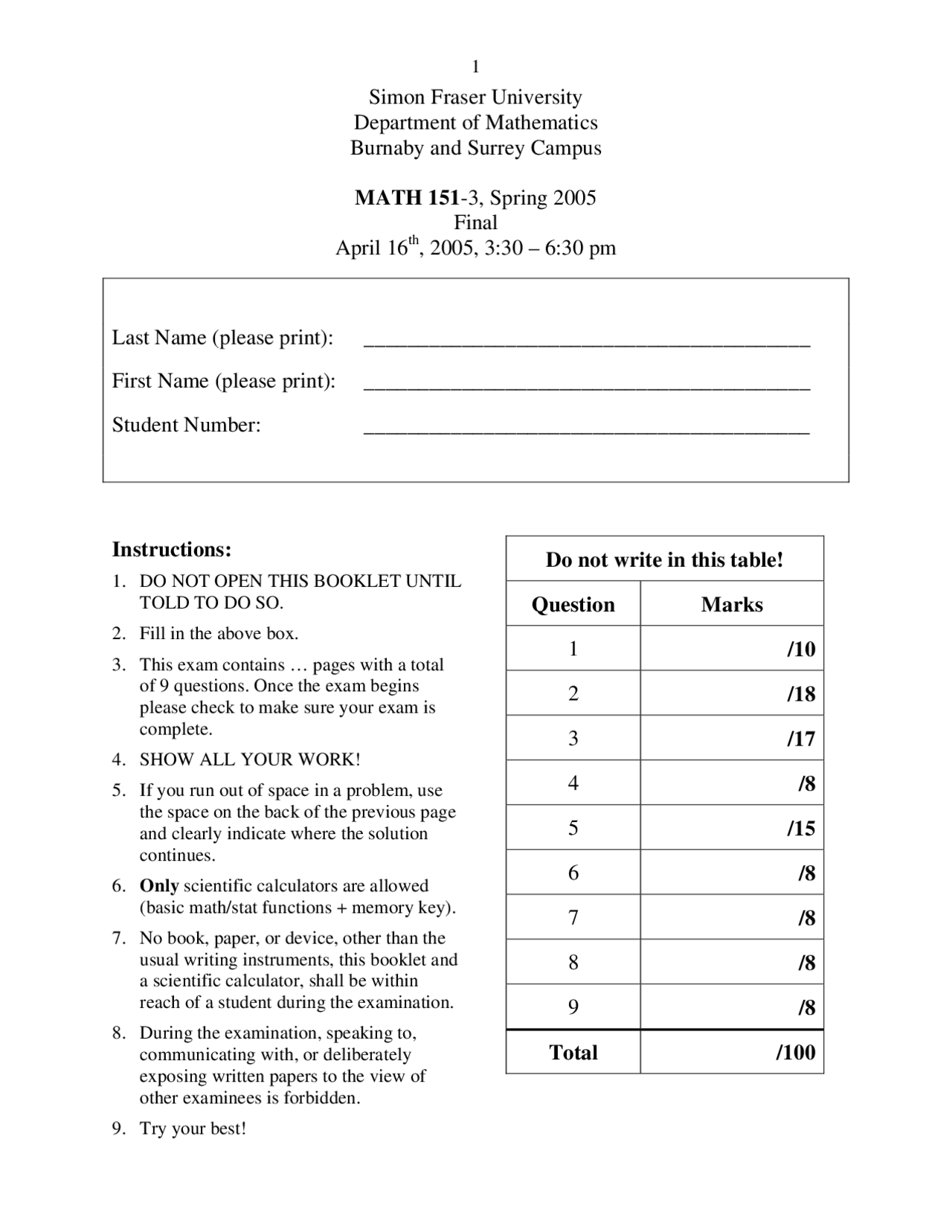 Meant Calculus Exam Key Docsity