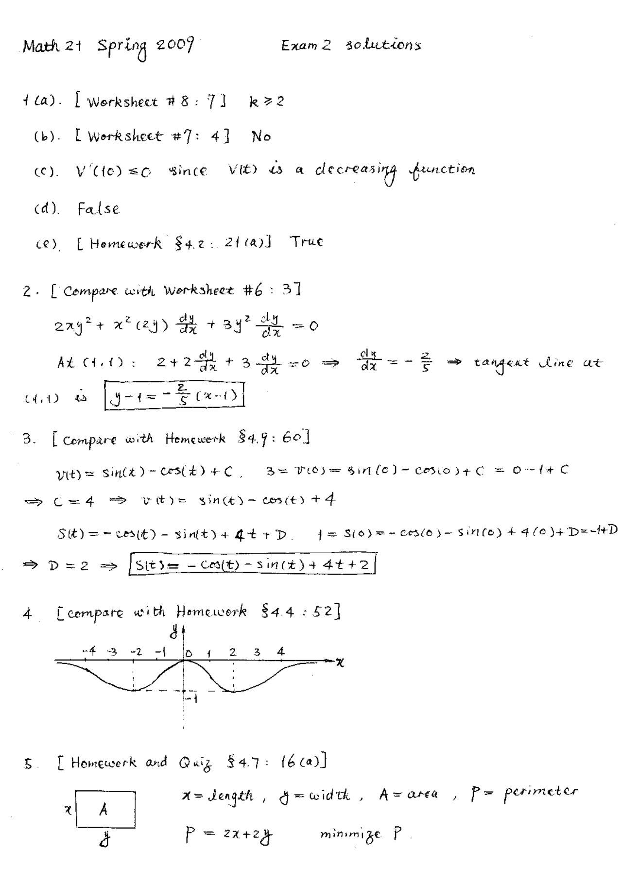 Values Calculus Of A Single Variable One Solved Exam Docsity