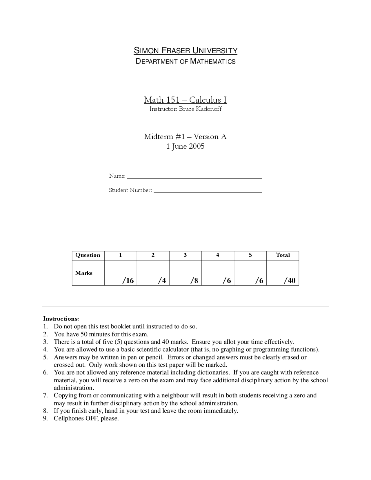 Removable Discontinuity Calculus Exam Docsity
