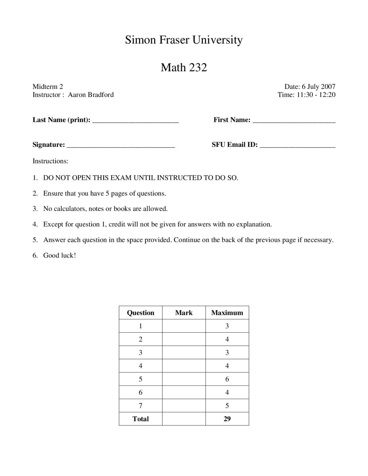 Explanation - Applied Linear Algebra - Exam | Exams Linear Algebra | Docsity