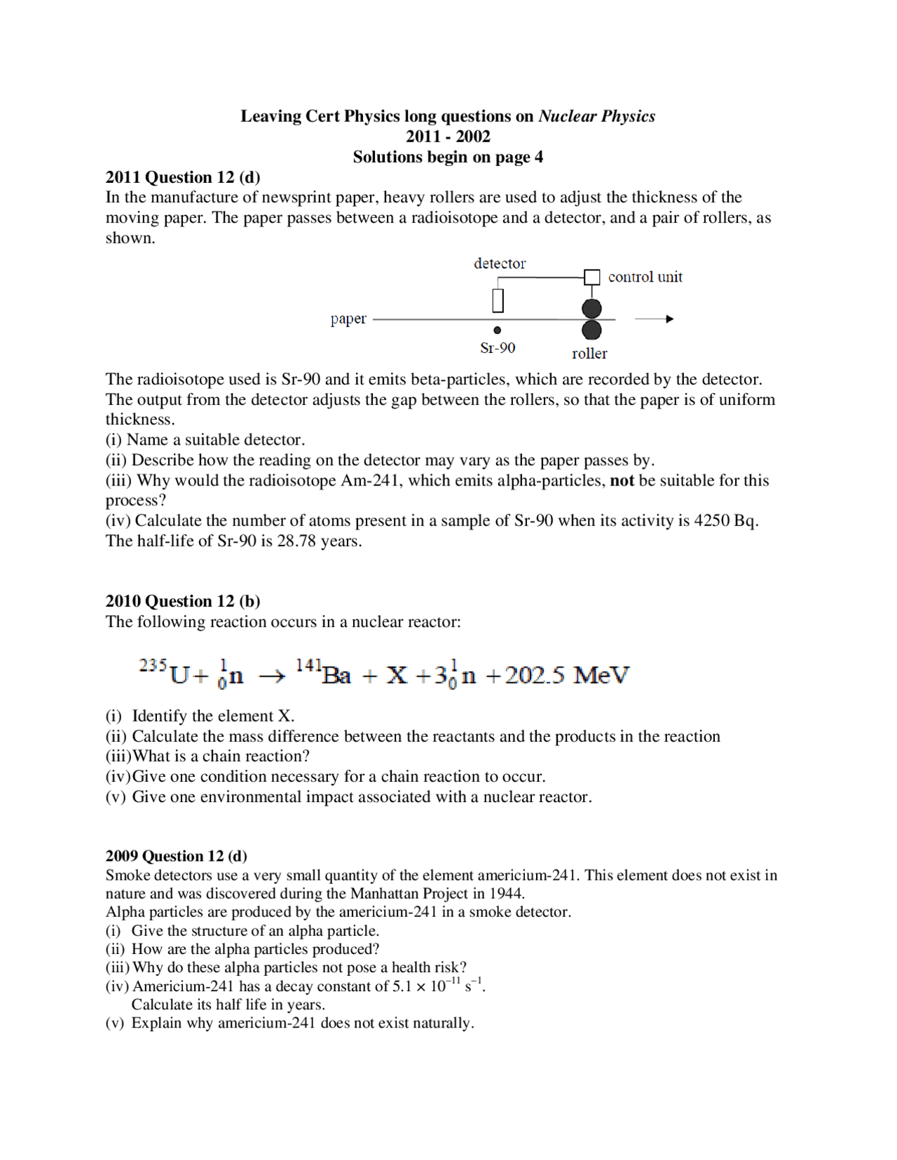 Nuclear Physics - General Physics - Exam - Docsity