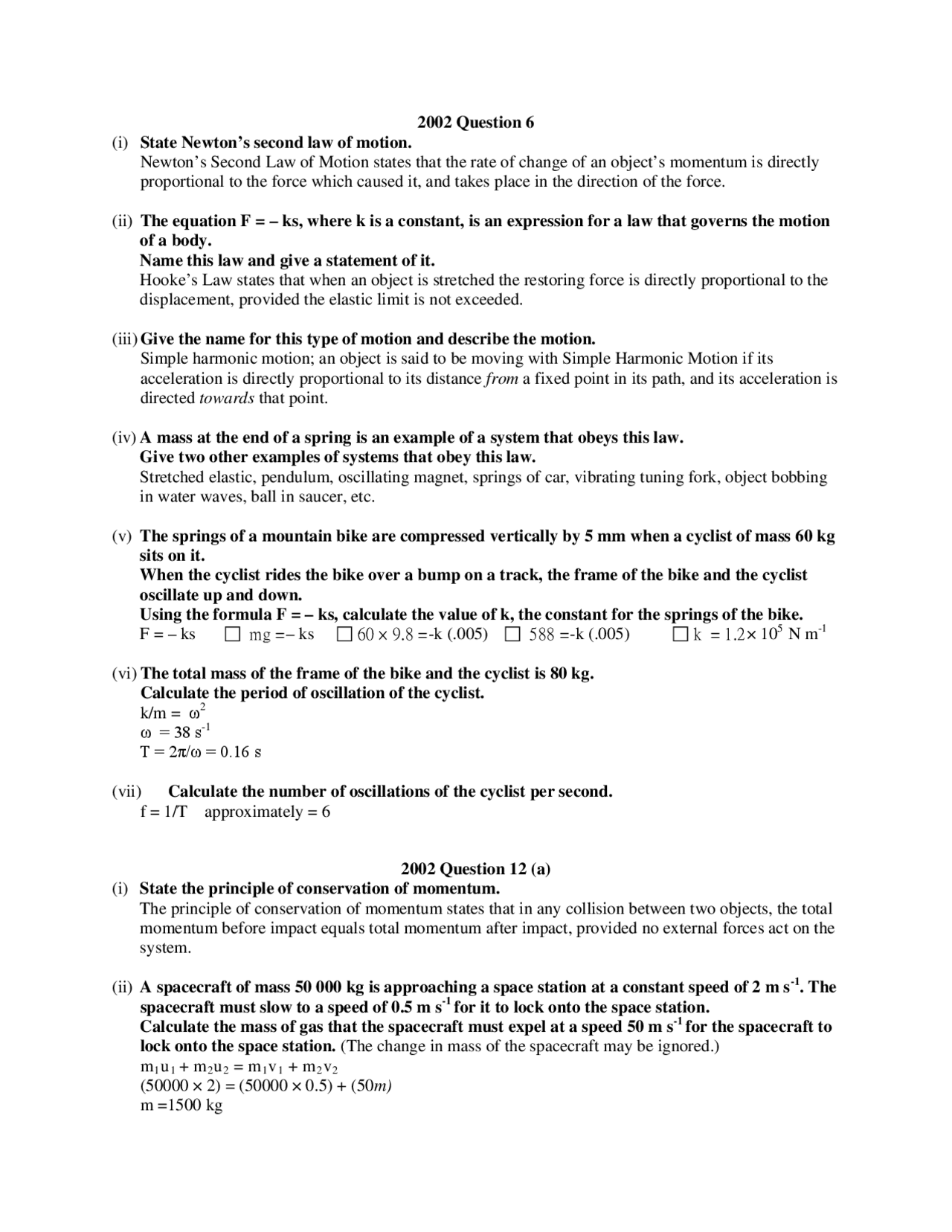 Second Law Of Motion General Physics Solved Exam Docsity