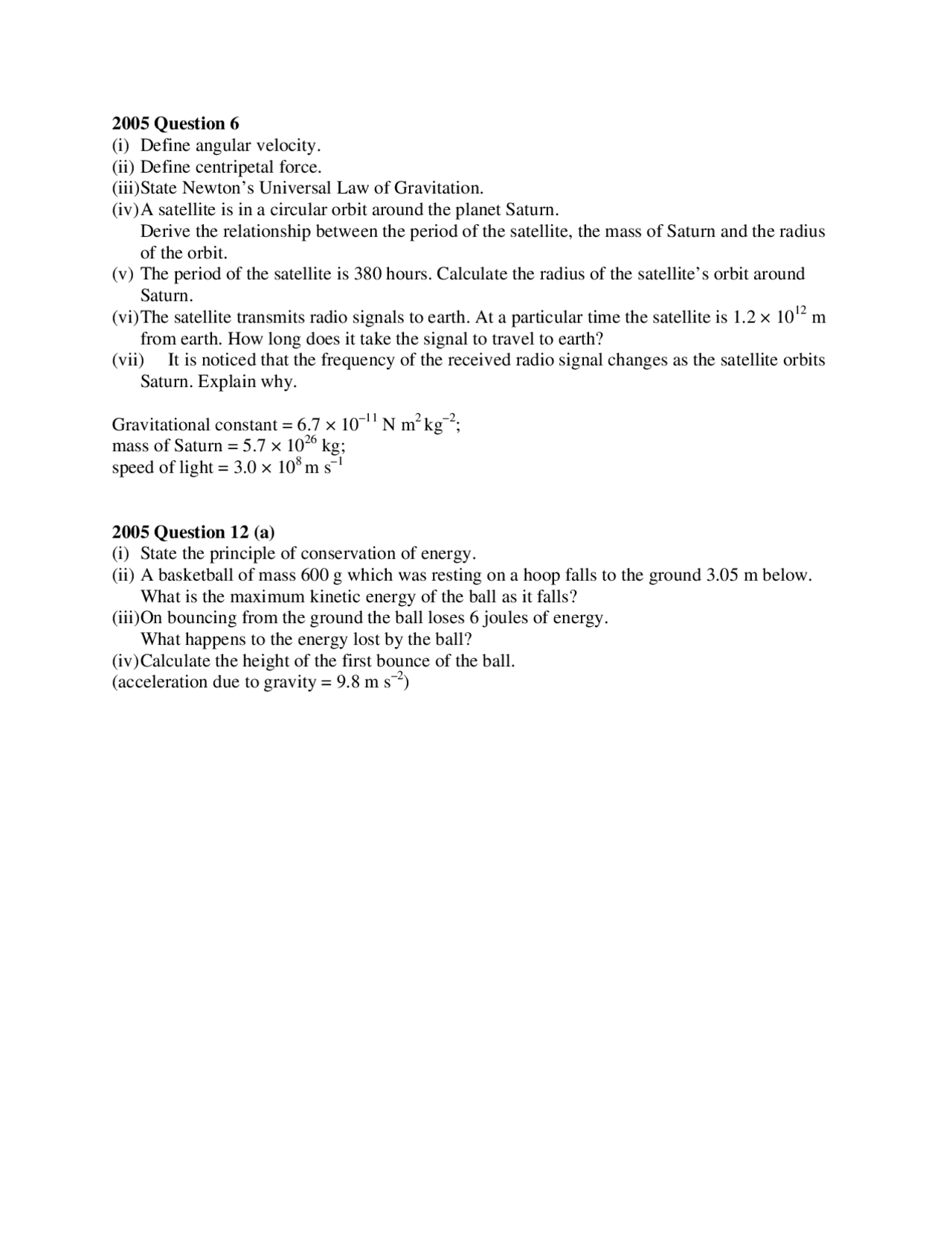 Angular Velocity General Physics Exam Docsity